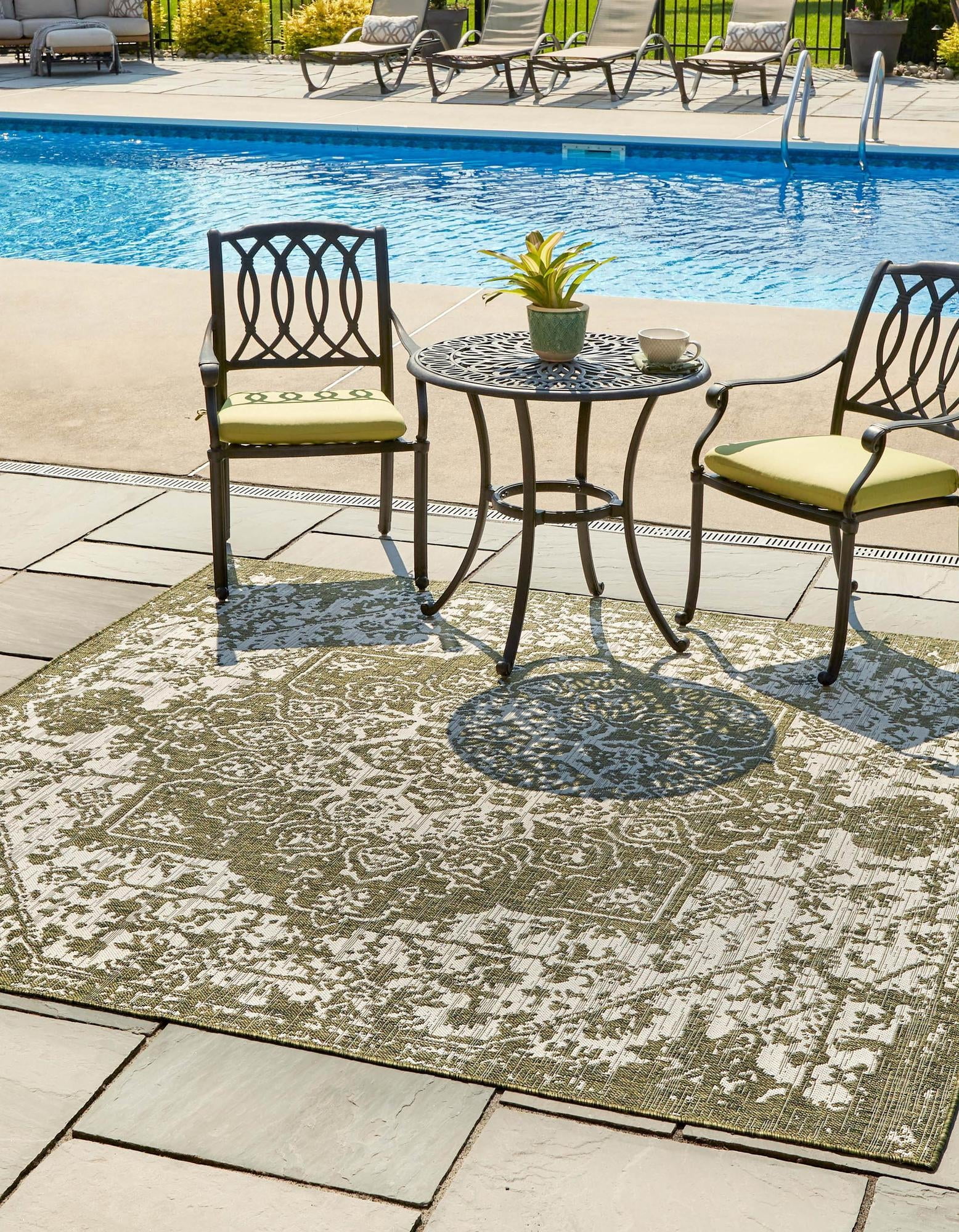 Jill Zarin Outdoor Collection Area Rug - Dubai (7' 10" Square Green ...