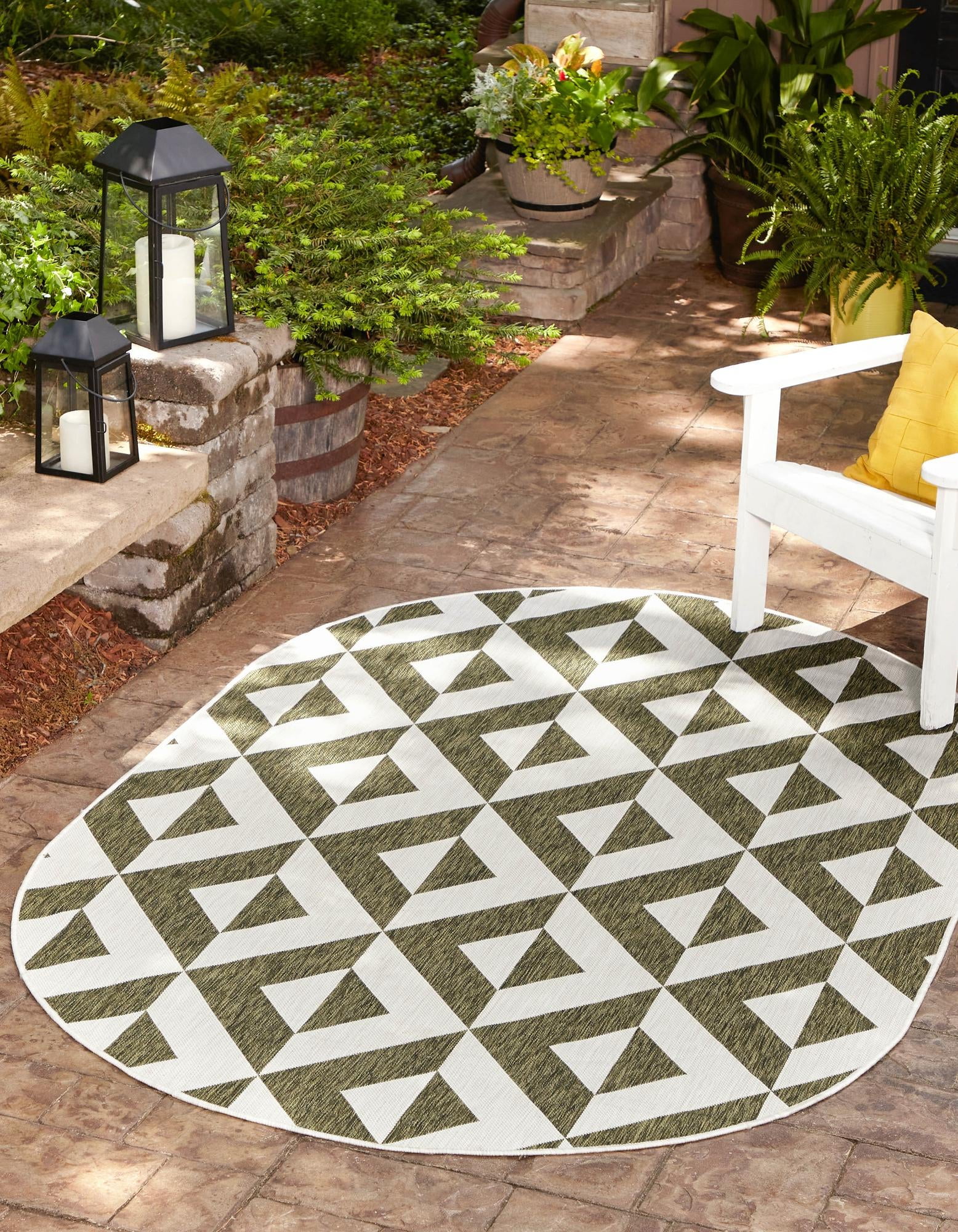 Jill Zarin Outdoor Collection Area Rug - Napa (5' 3" x 8' Oval Green ...