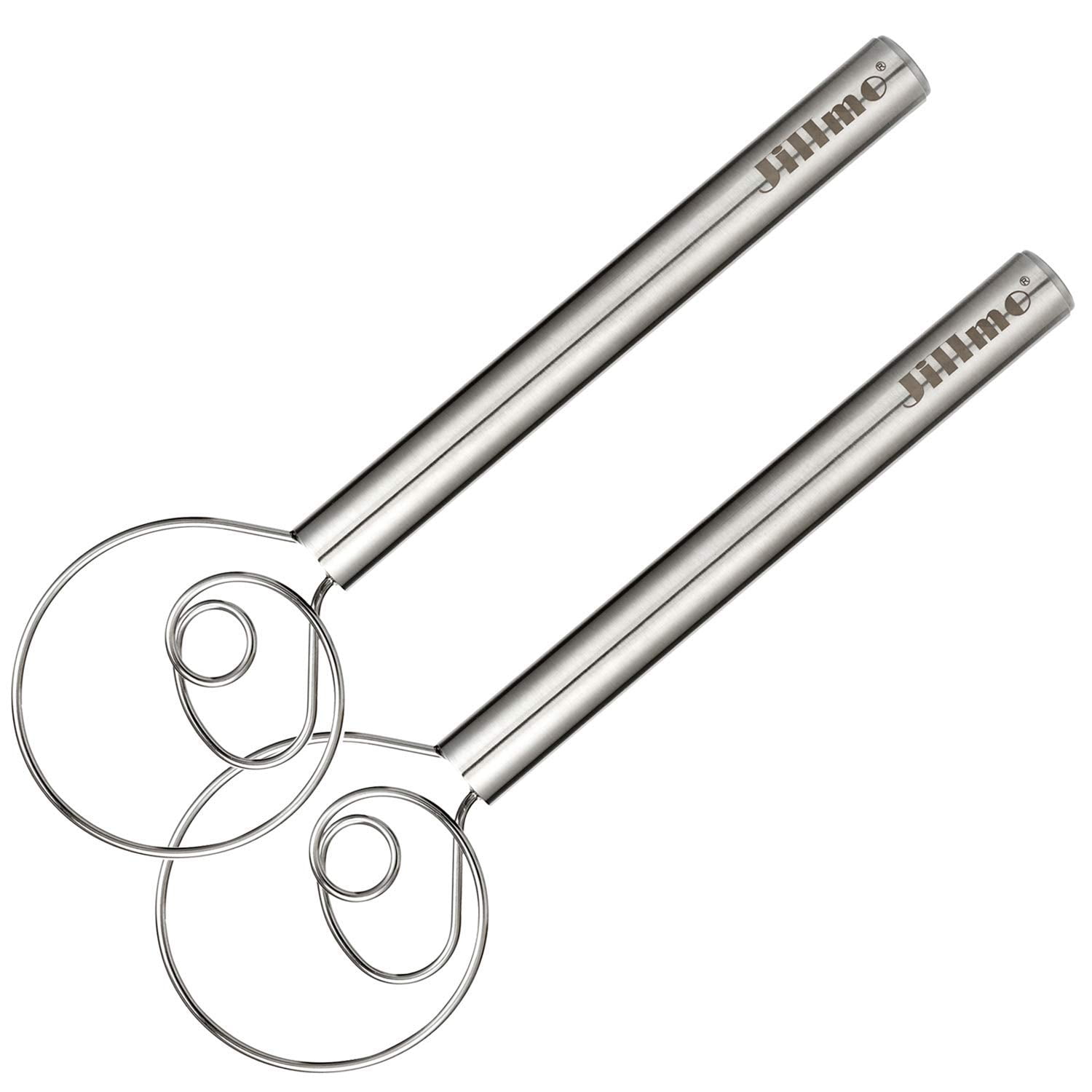 Jillmo Danish Dough Whisk, 12 inch Stainless Steel Bread Whisk, 2 Pack ...