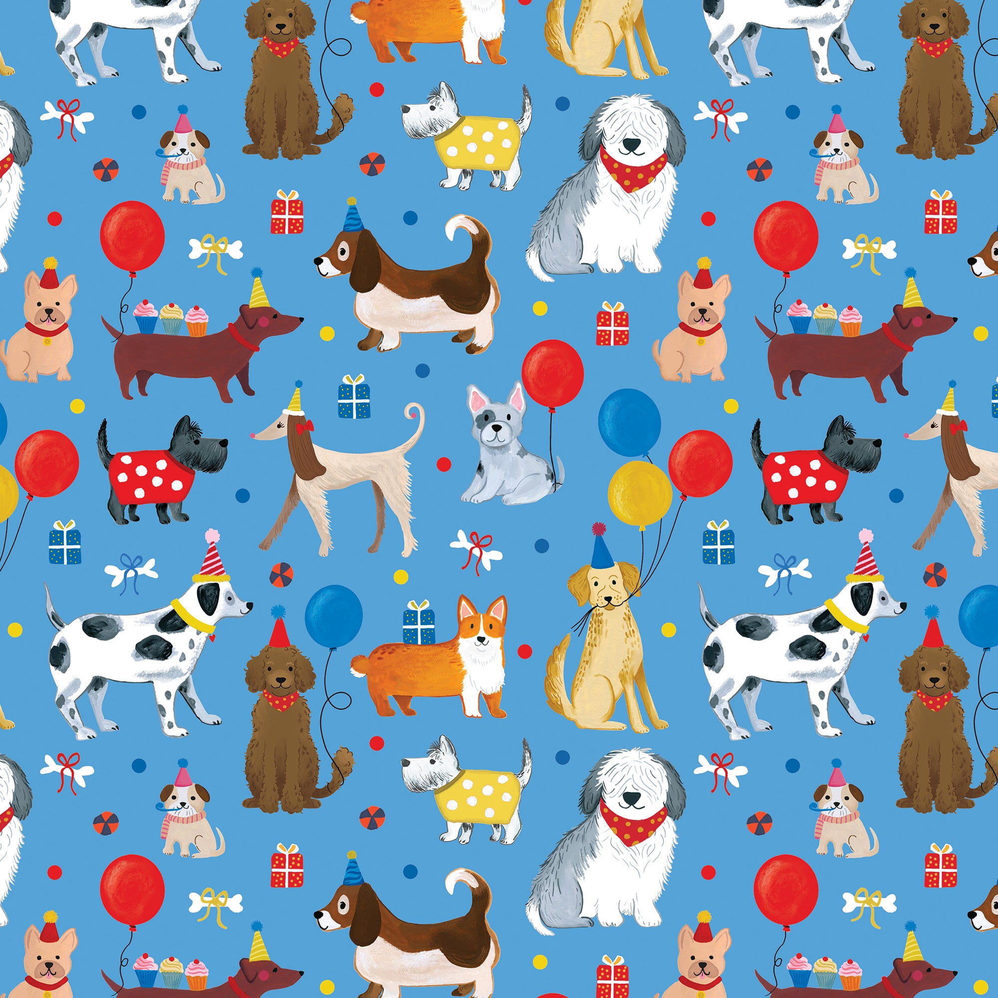 Jillson & Roberts Birthday Gift Wrap, Party Dogs, Half Ream 417 feet x ...