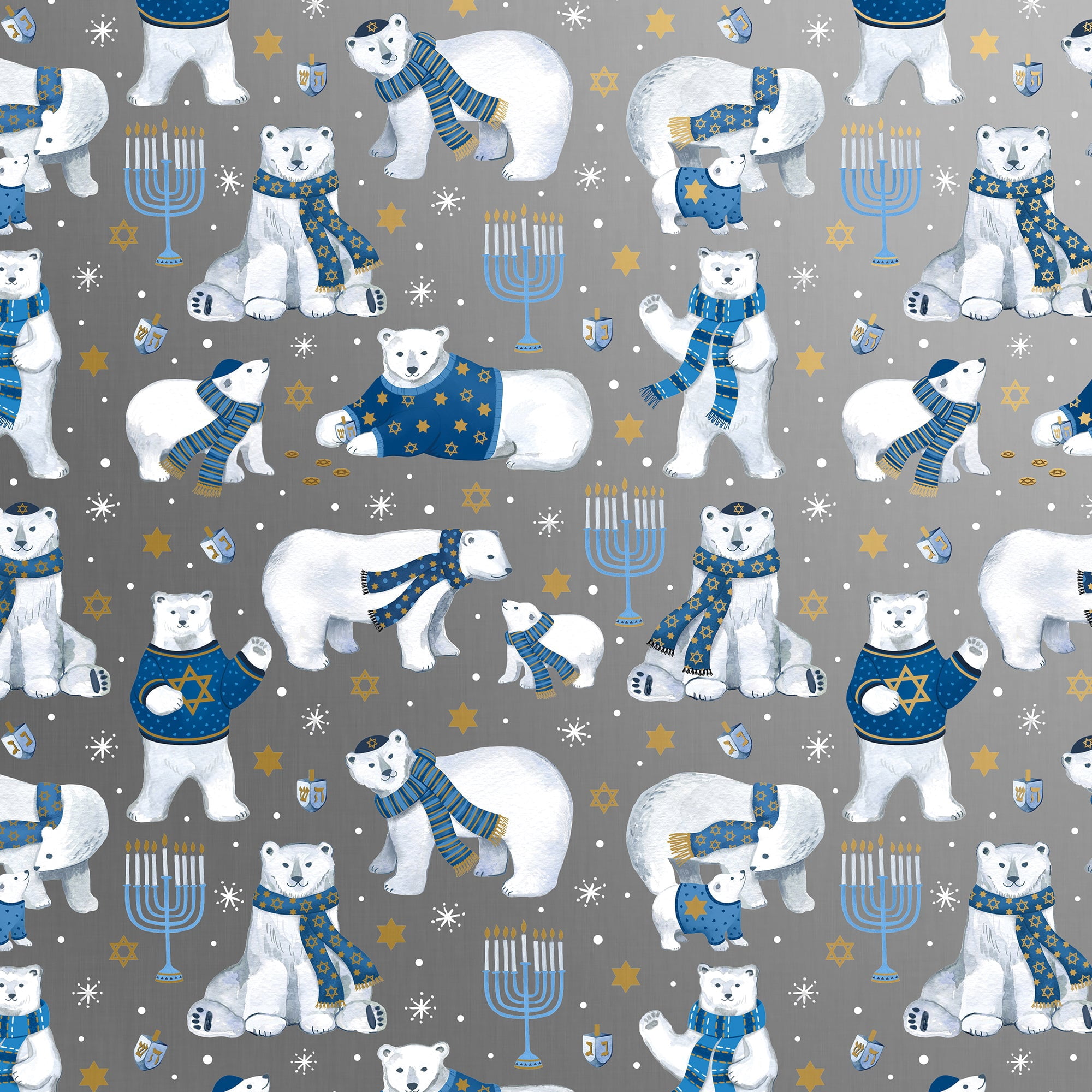 Jillson & Roberts Hanukkah Gift Wrap, Bears (6 Jumbo Rolls 10 feet x 30 ...