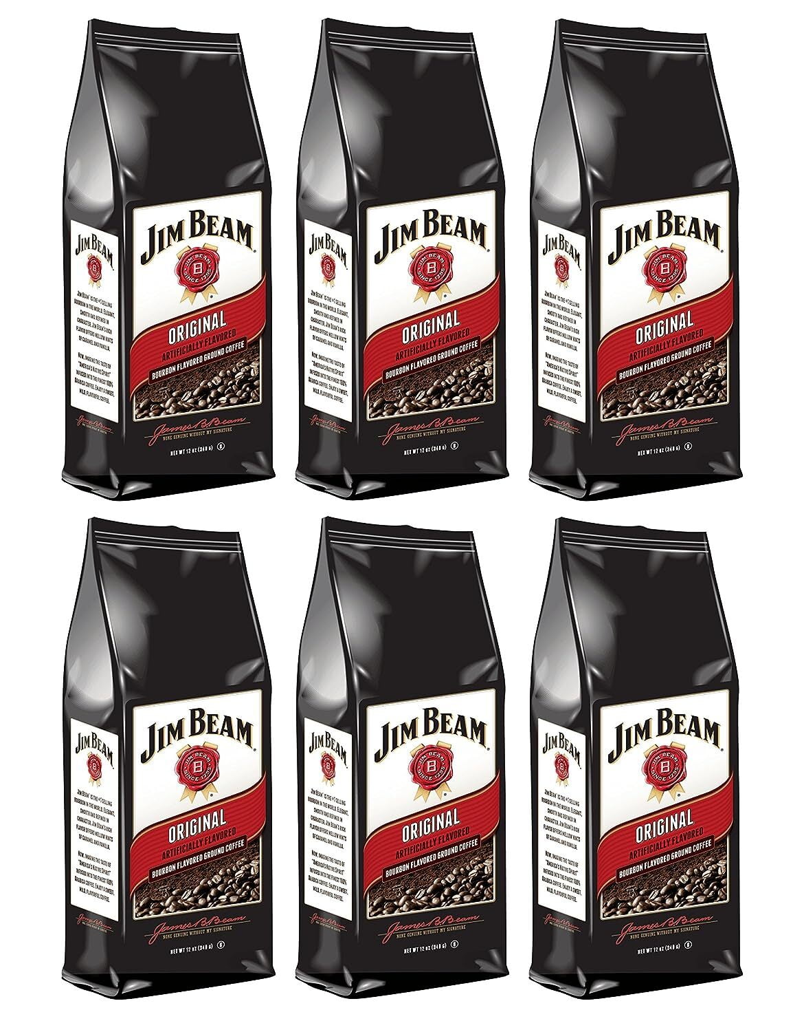 Jim Beam Coffee, Original Bourbon Flavored Non Alcoholic Ground Coffee ...
