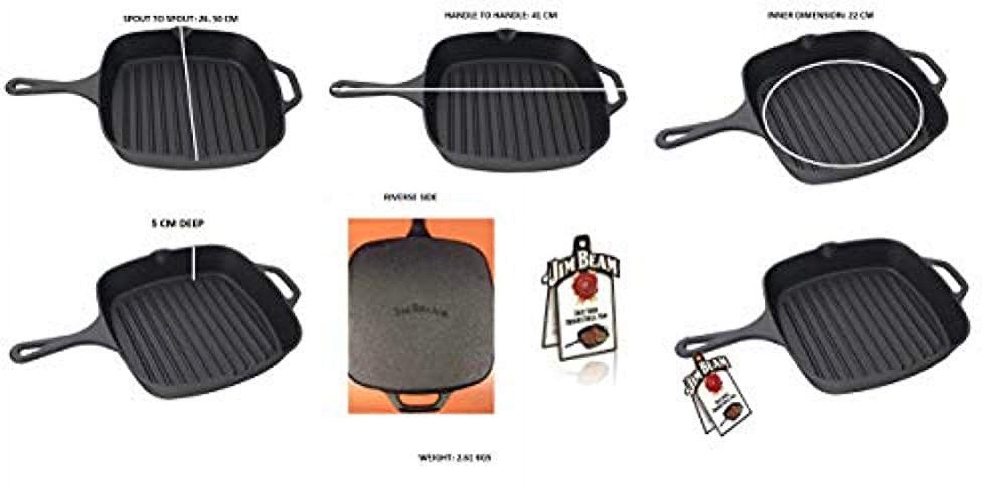 Jim Beam JB0176 Cast Iron Square Pan with Ridges, 16.5' Black - Walmart.com