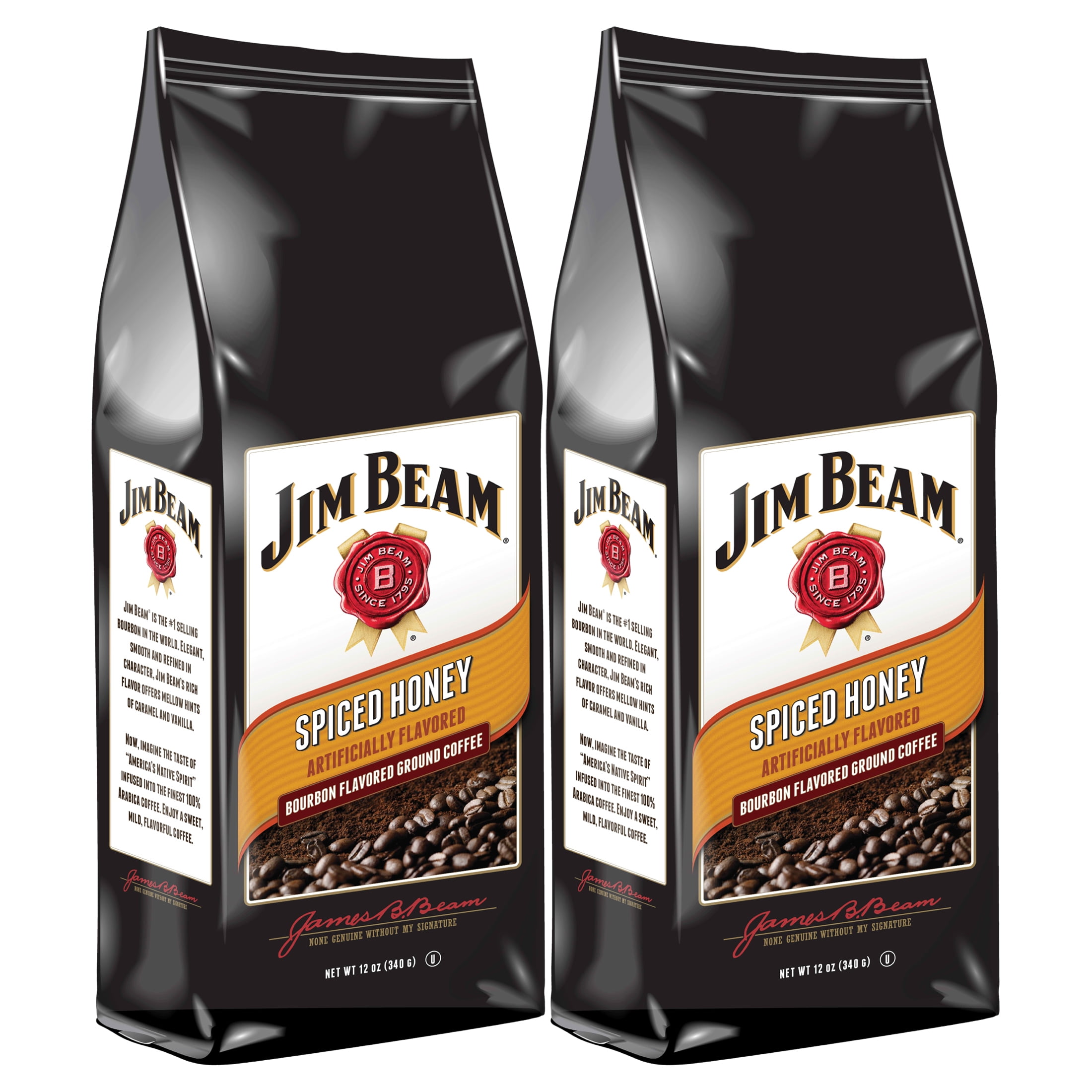 (2 pack) Jim Beam Spiced Honey Medium Roast Ground Coffee, 12 oz ...