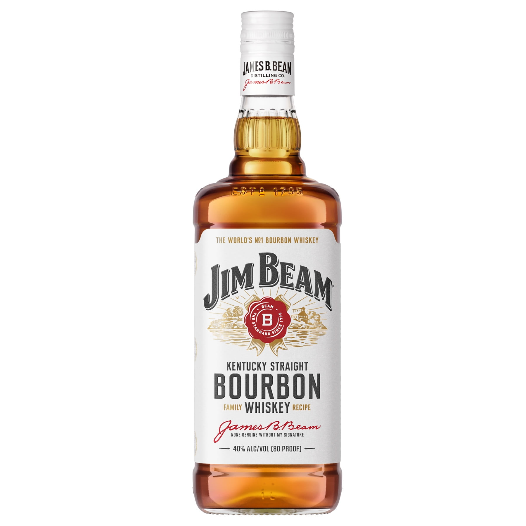 Jim Beam White Label Straight Bourbon, 1 L Bottle, 40% ABV - Walmart.com