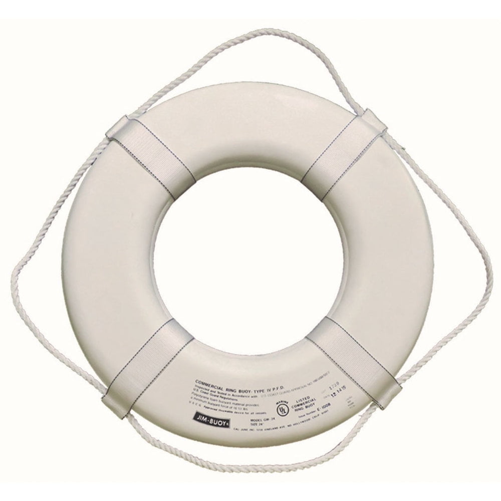"Jim-Buoy GW-24 G-Series 24"" Life Ring with Web Straps - White, Open ...