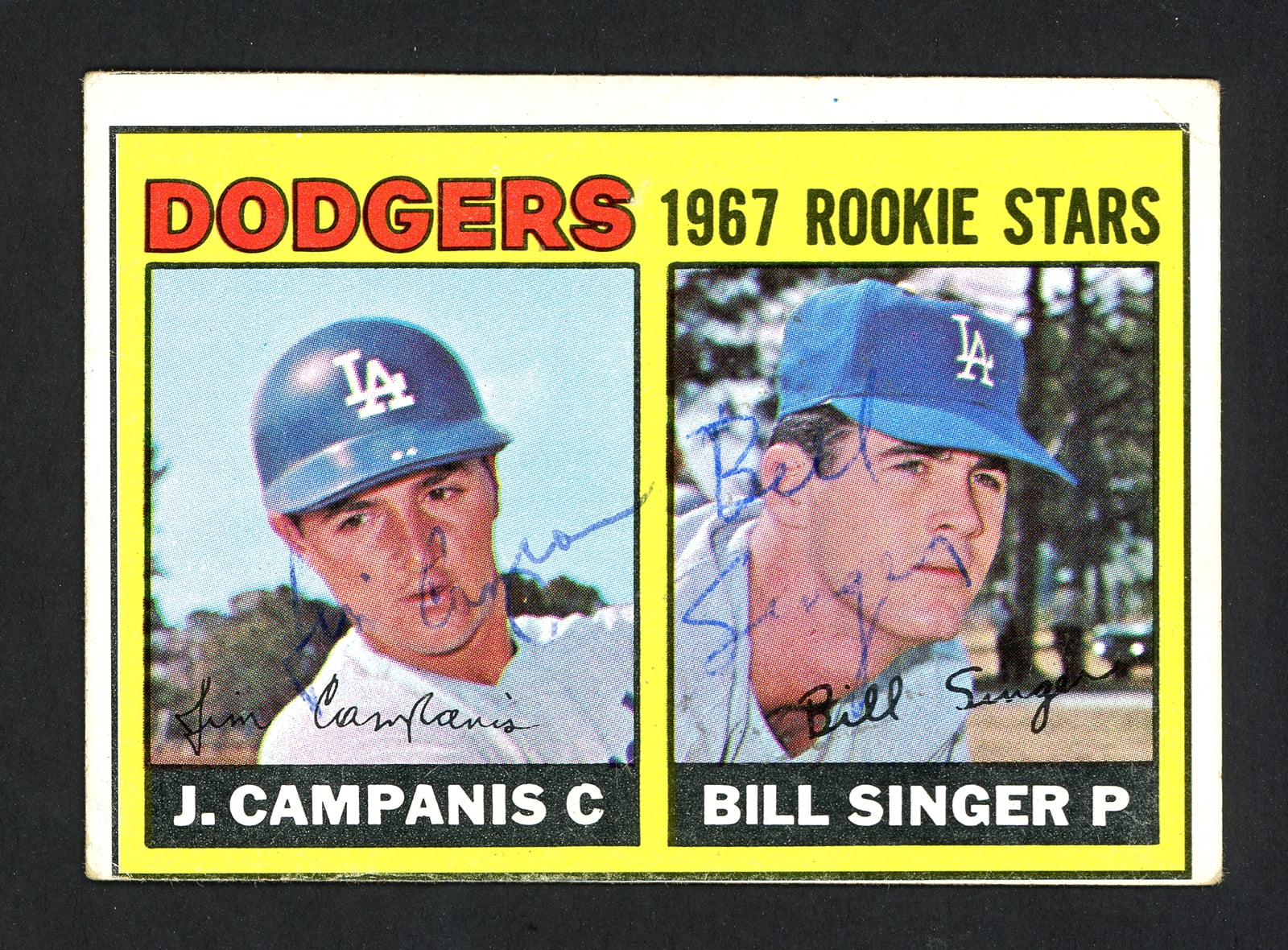 Jim Campanis & Bill Singer Autographed 1967 Topps Rookie Card #12 Los ...