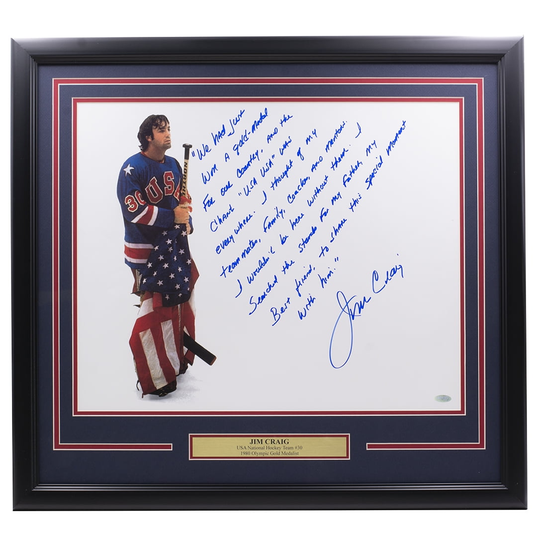 Jim Craig Signed Framed 16x20 Team USA Story Photo Steiner Hologram ...