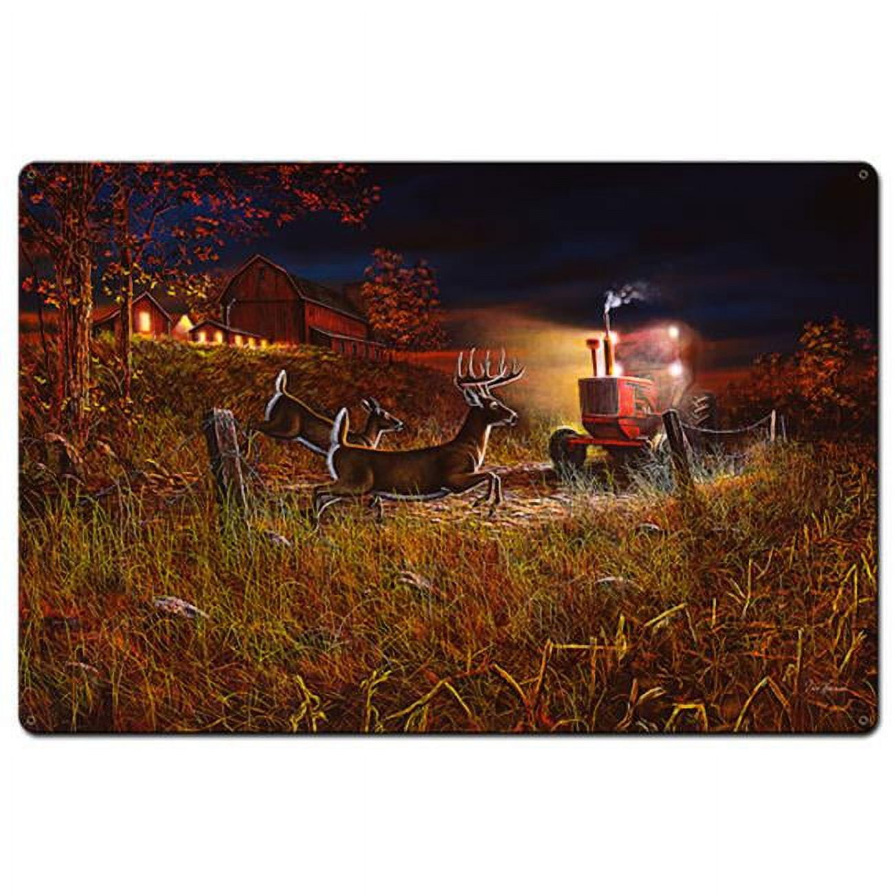 Jim Hansel JH157 24 x 36 in. Field Of Dreams Deer Satin Metal Sign ...
