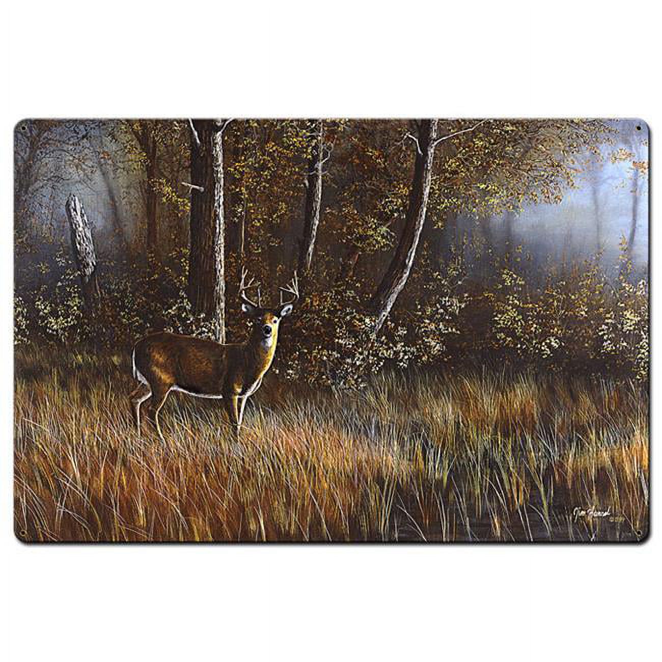 Jim Hansel JH230 24 x 36 in. Morning Whitetail Deer Satin Metal Sign ...
