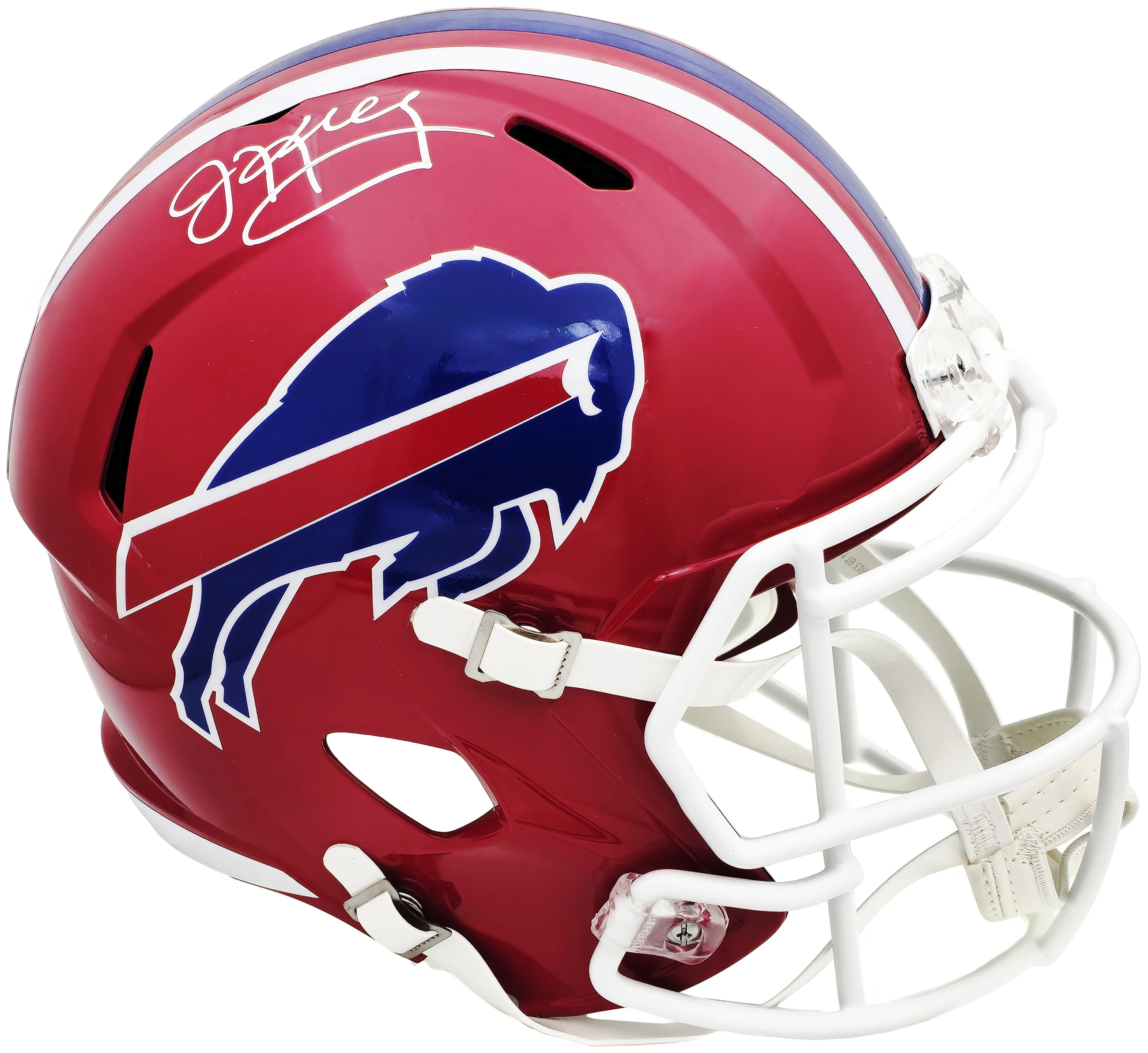 Jim Kelly Autographed Buffalo Bills Red 87-01 Throwback Full Size Speed ...