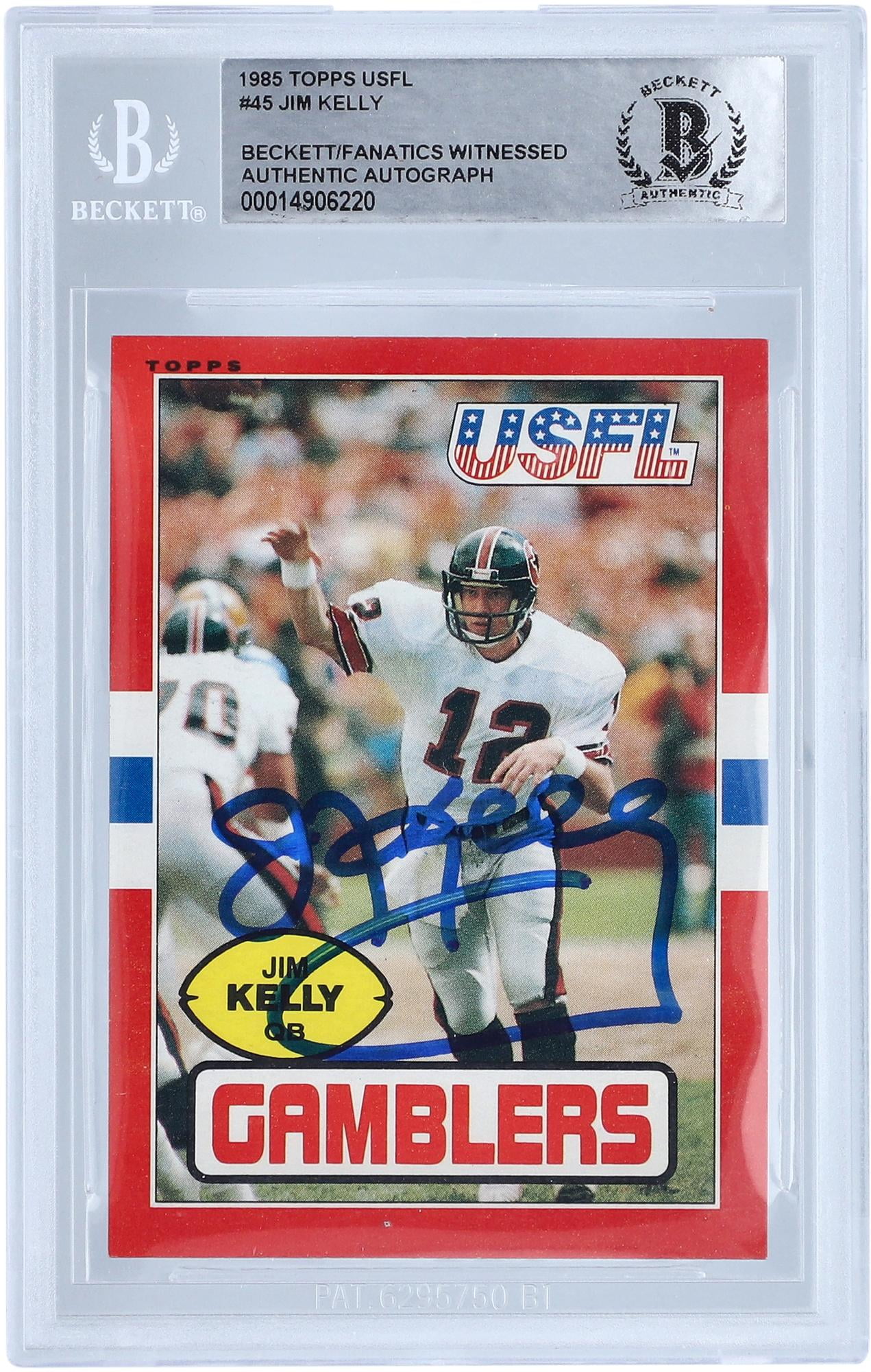 Jim Kelly Houston Gamblers Autographed 1985 Topps USFL #45 Beckett ...