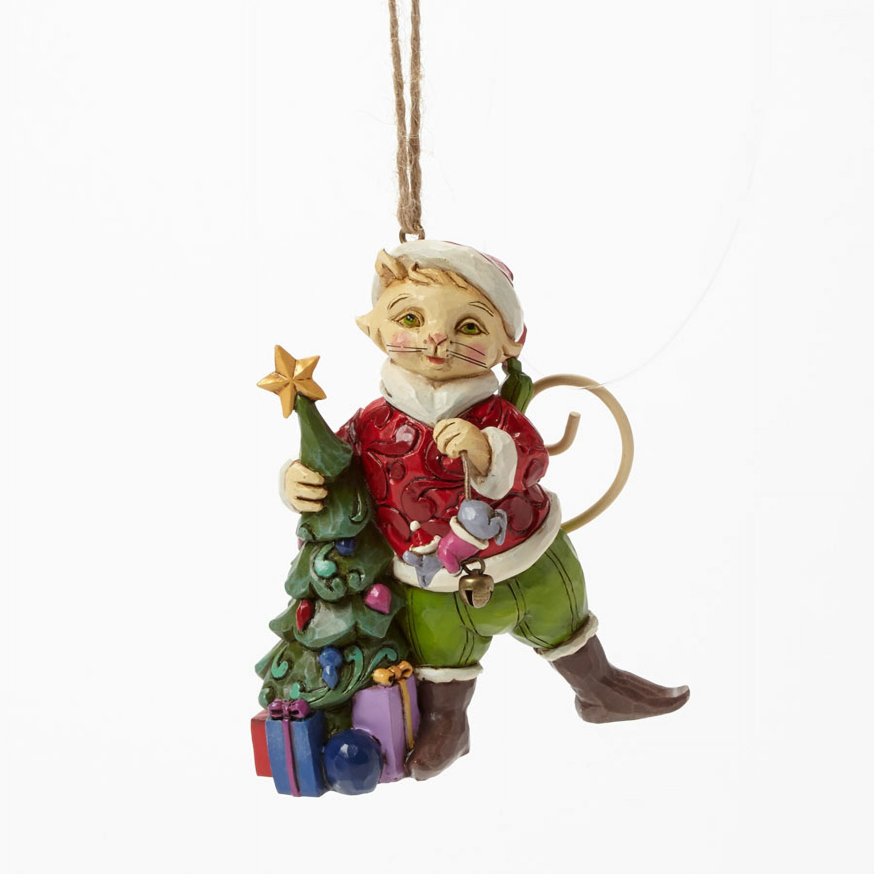 Jim Shore Christmas Cat W/Mouse Ornament Polyresin Holiday 4041122 ...