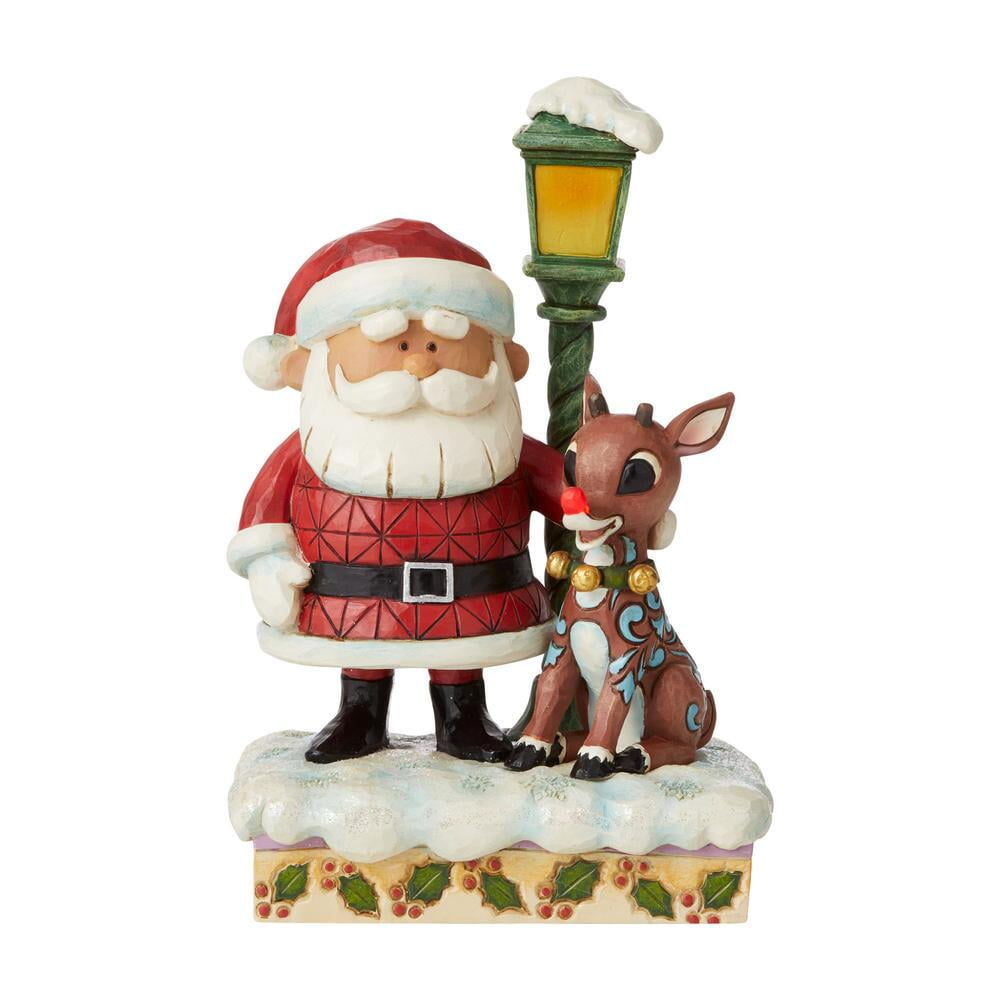 Jim Shore Rudolph Traditions Rudolph, Santa and Lamp Post Figurine ...