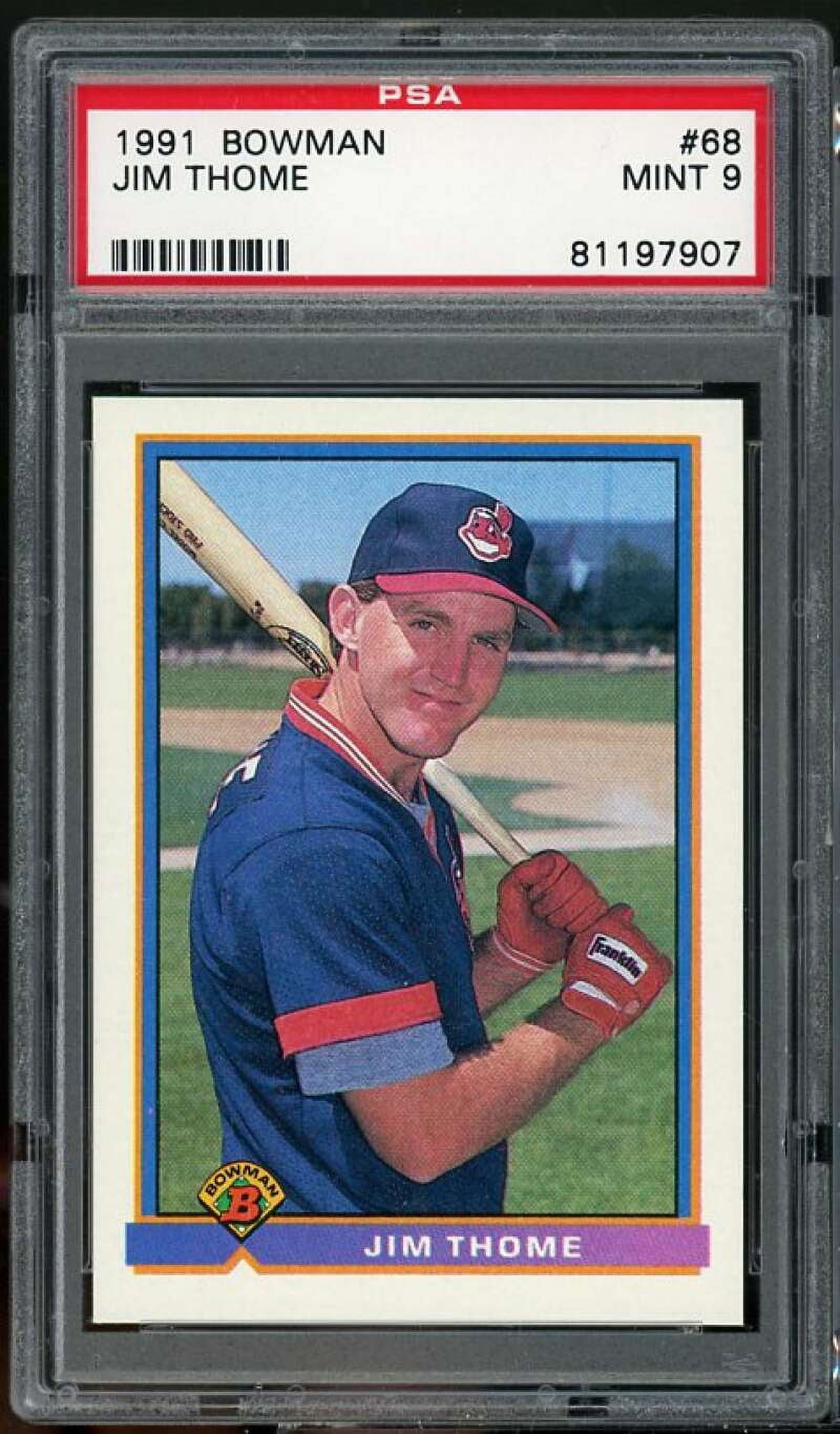 Jim Thome Rookie Card 1991 Bowman #68 PSA 9 - Walmart.com