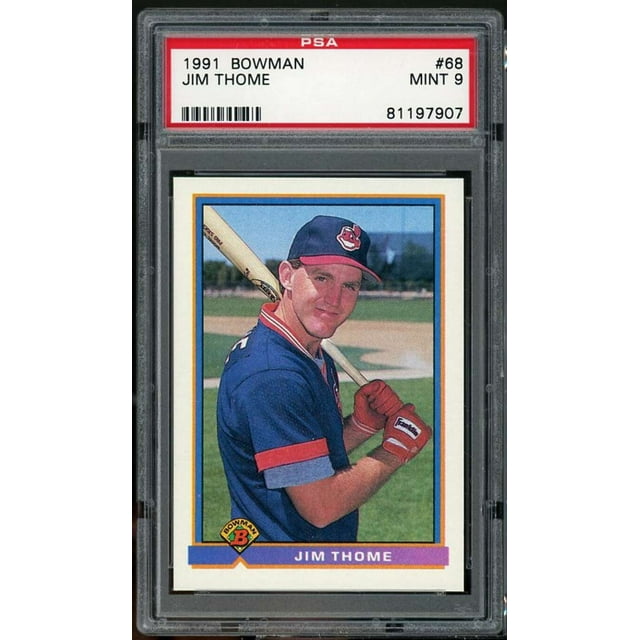 Jim Thome Rookie Card 1991 Bowman #68 PSA 9 - Walmart.com