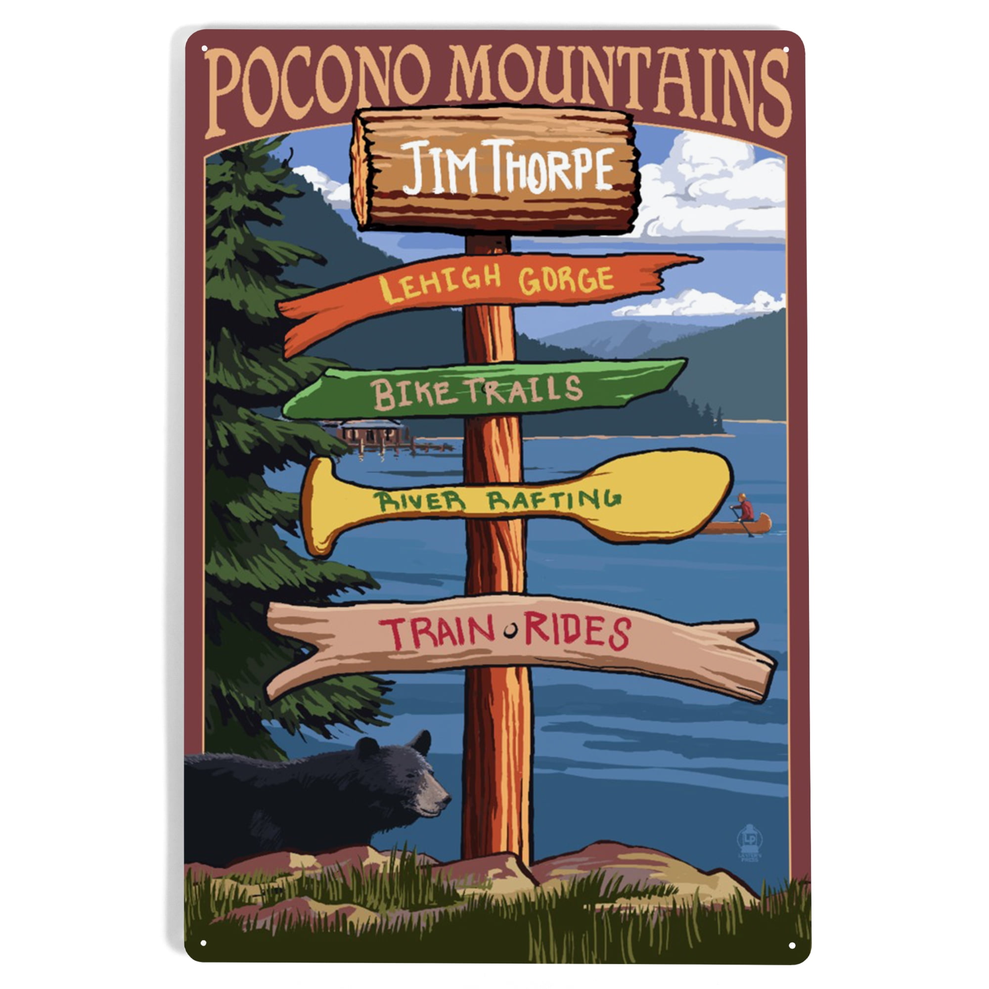 Jim Thorpe, Pennsylvania, Pocono Mountains, Destination Signpost (12x18 ...