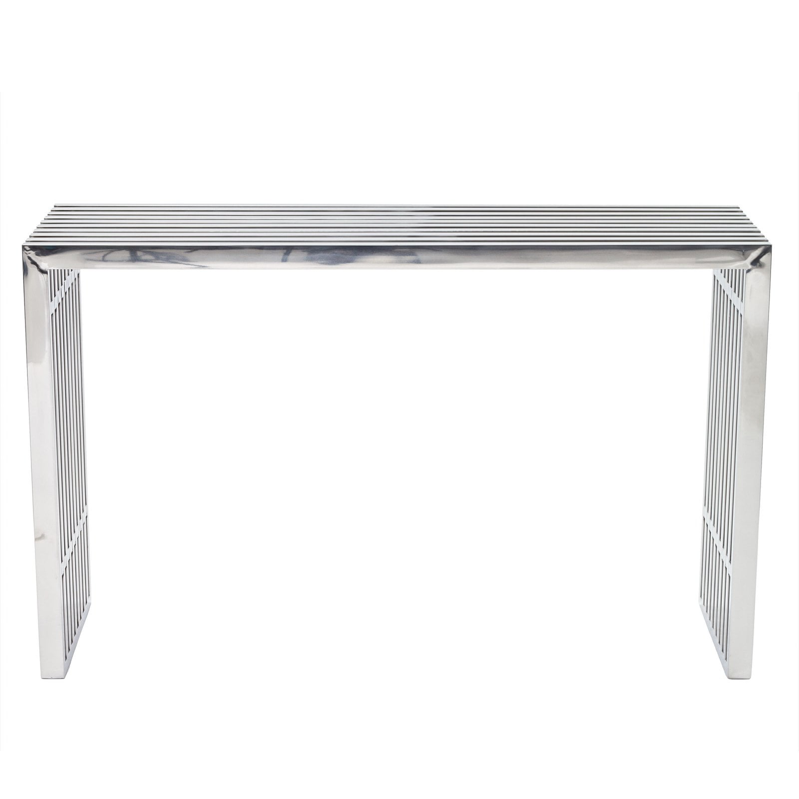 Jimco Modway Silver Stainless Steel Entryway Gridiron Console Table ...