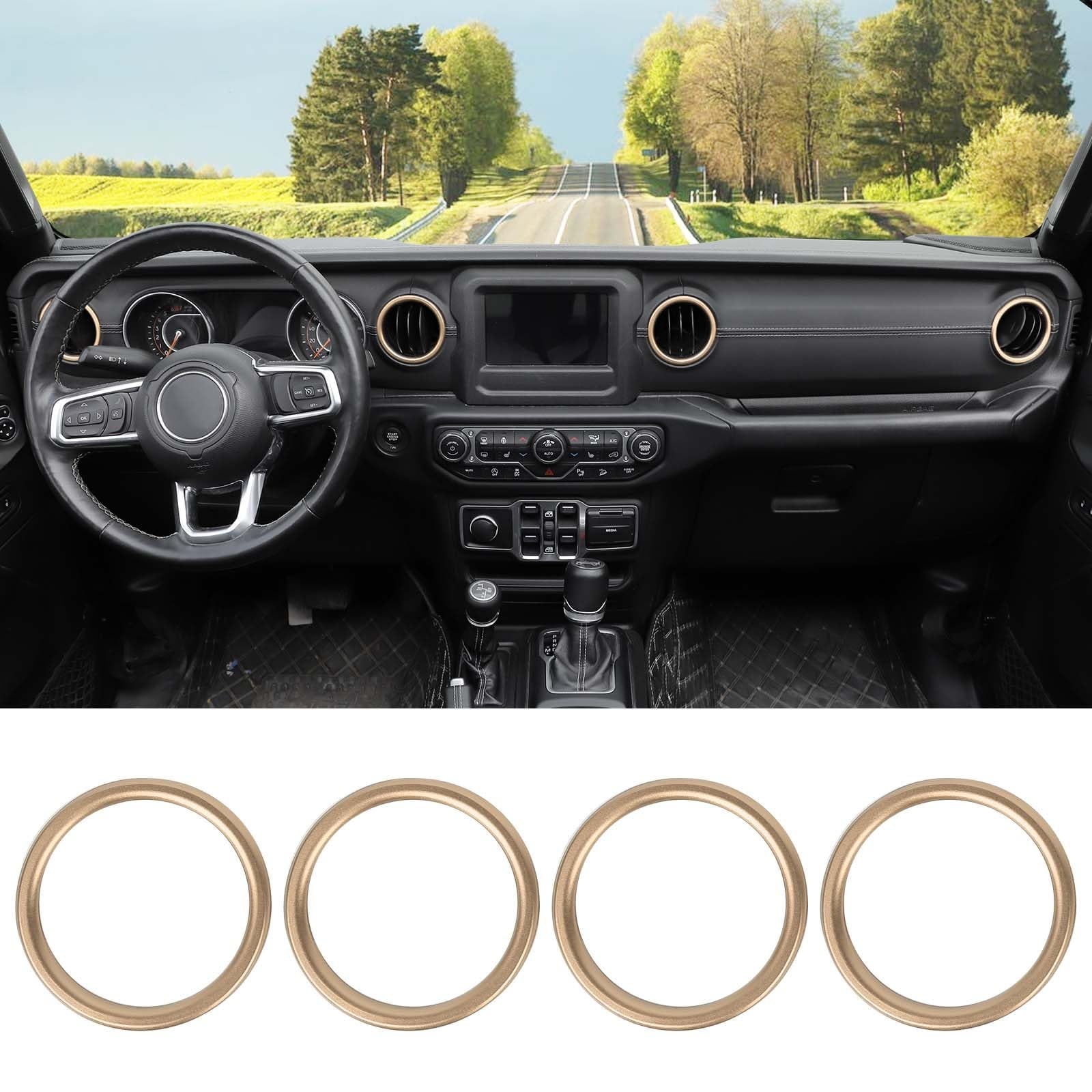 Jimen for JL AC Vent Ring, 4PCS Center Console Dashboard Air Conditioning Outlet Cover Interior ...