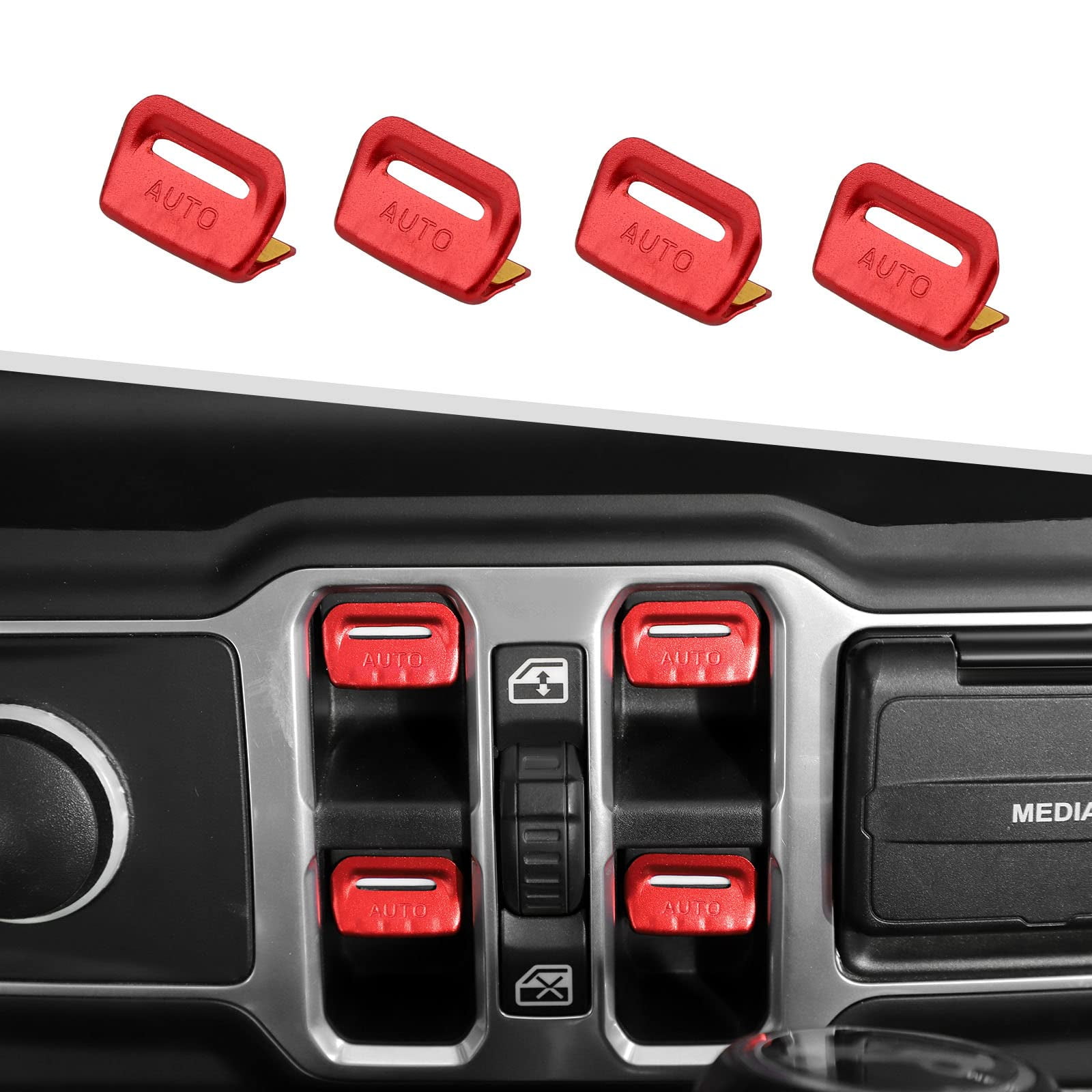 Jimen for JL/JT Window DHF10 Button Cover, 4 Pack Window Switch Cover ...