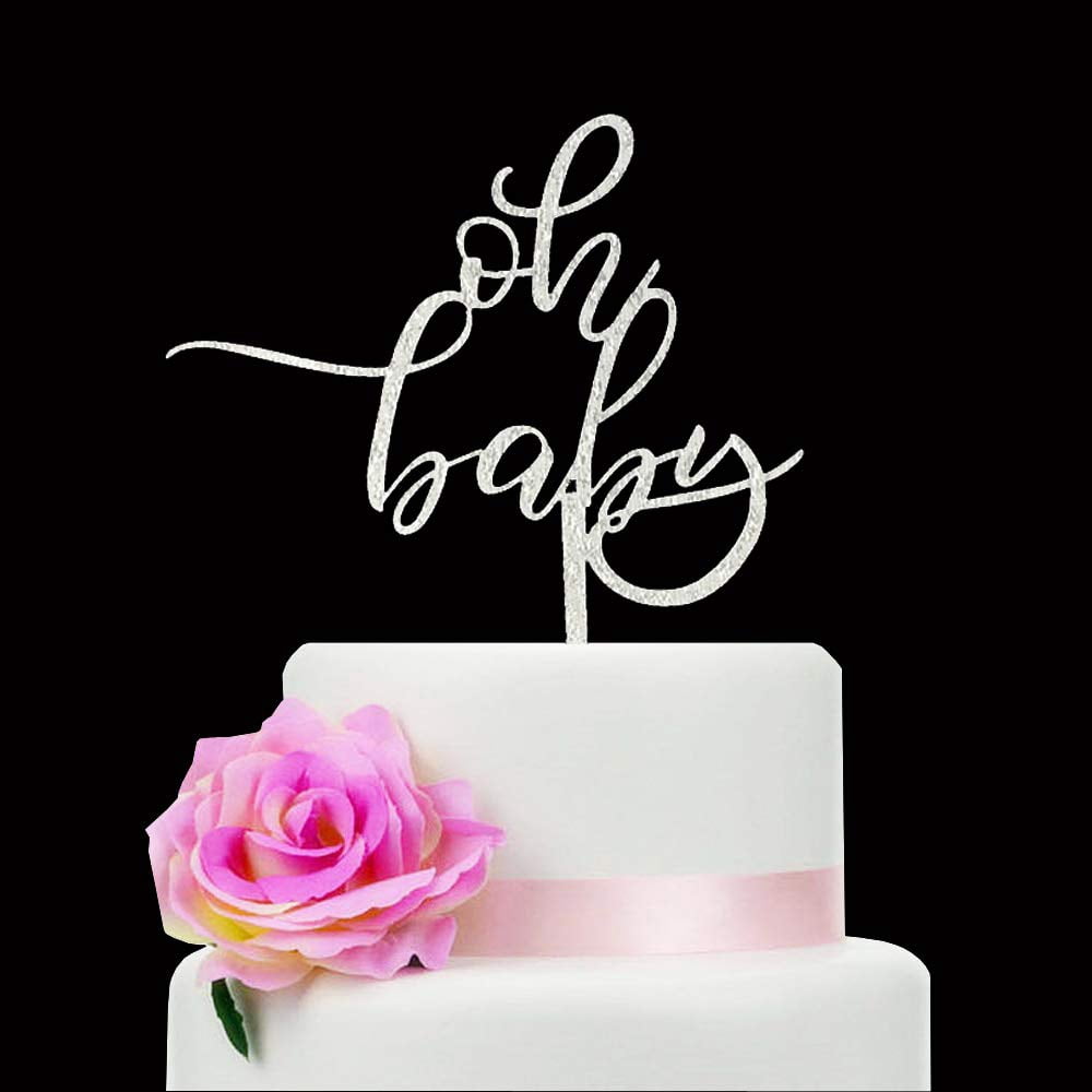 Jimhamhug Silver Glitter TWE5 Cake Topper, 1st Birthday, Baby Shower ...