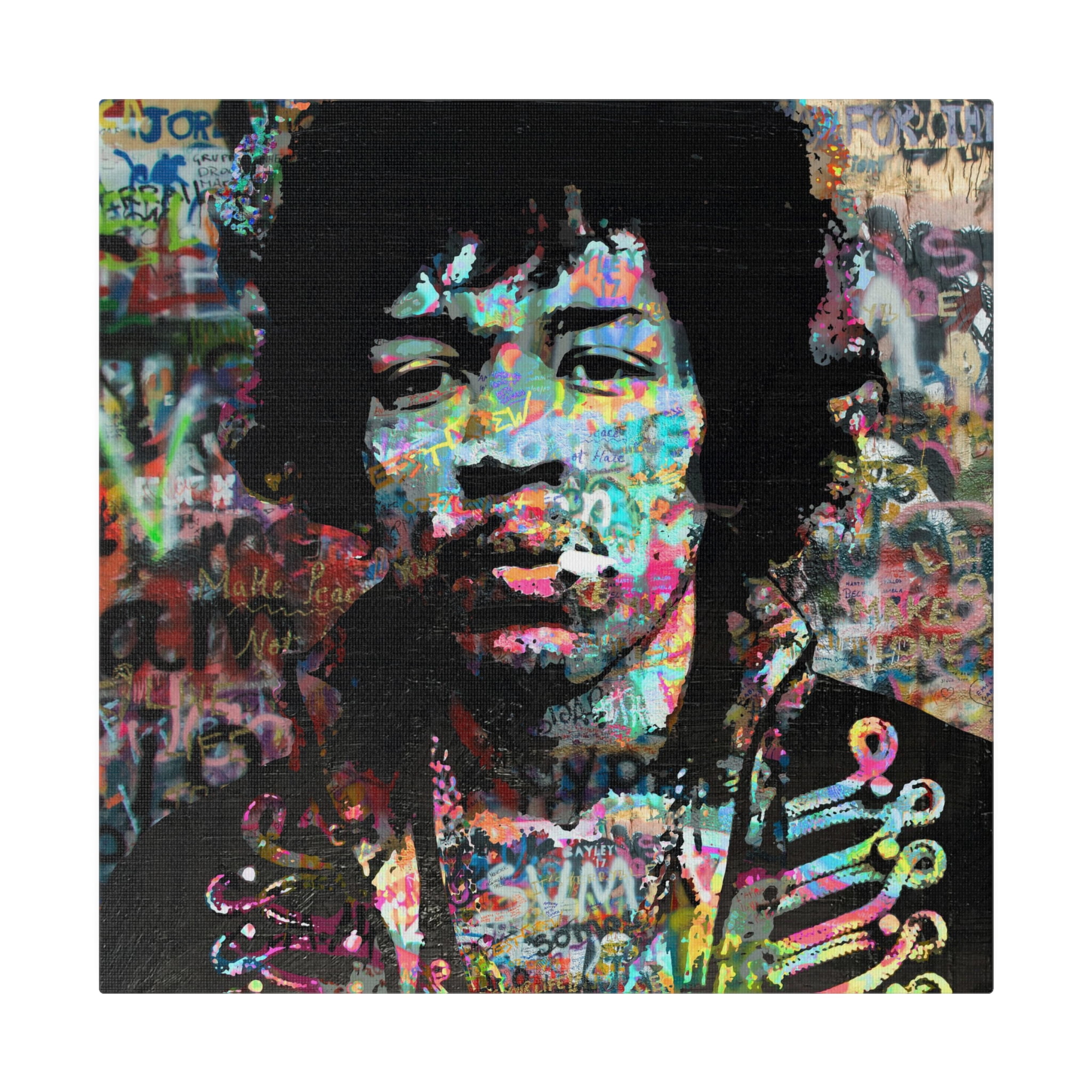 Jimi Graffiti Canvas Wall Art - Banksy/Warhol Mashup Pop Art - Walmart.com