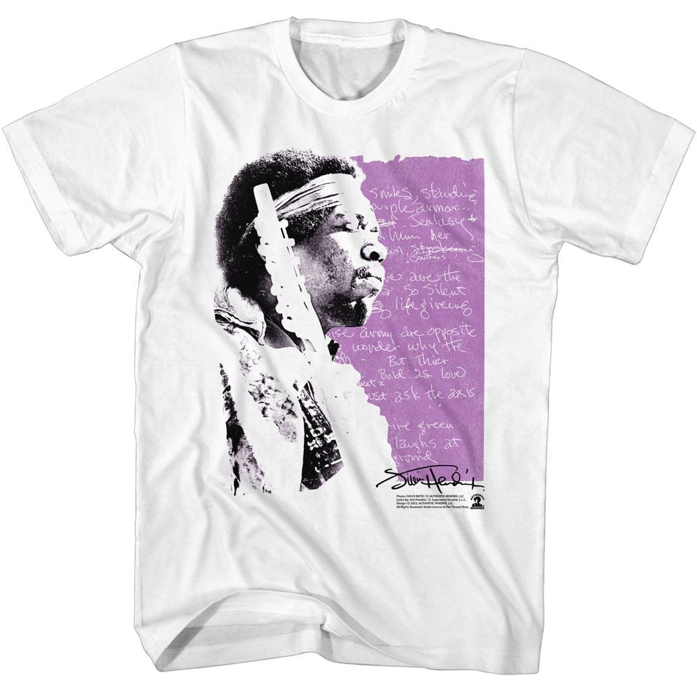 Jimi Hendrix Handwritten Lyrics Music Shirt - Walmart.com