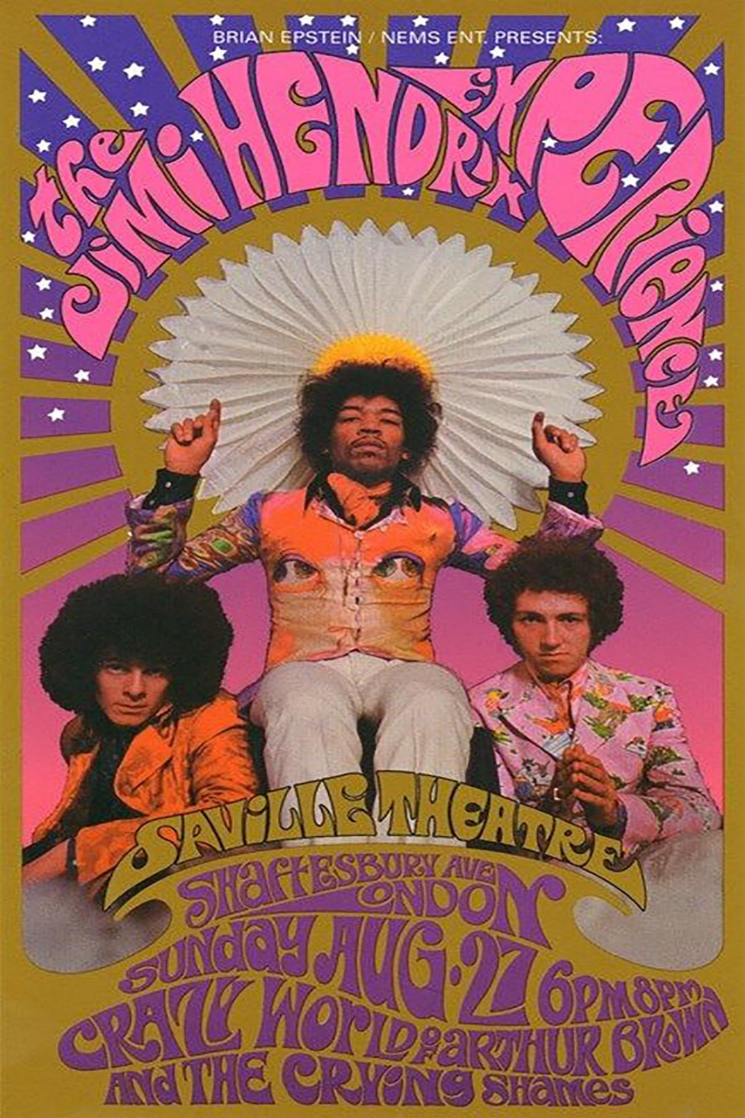 Jimi Hendrix Music Poster, Rock Legend, Vintage 60s Concert Art, Iconic ...