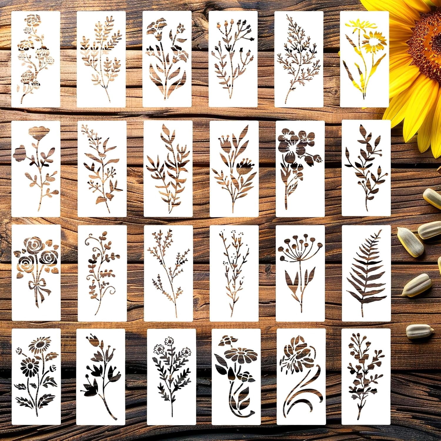 Jimin 24Pcs Flower Stencils for Painting, Leaf Stencils for Flower Leaf ...