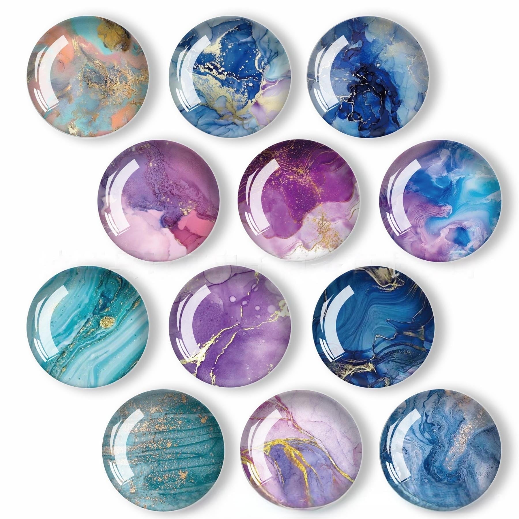 CNDRLEF 12PCS Round Marble Fridge Magnets, Strong Magnetic Fluid Art ...