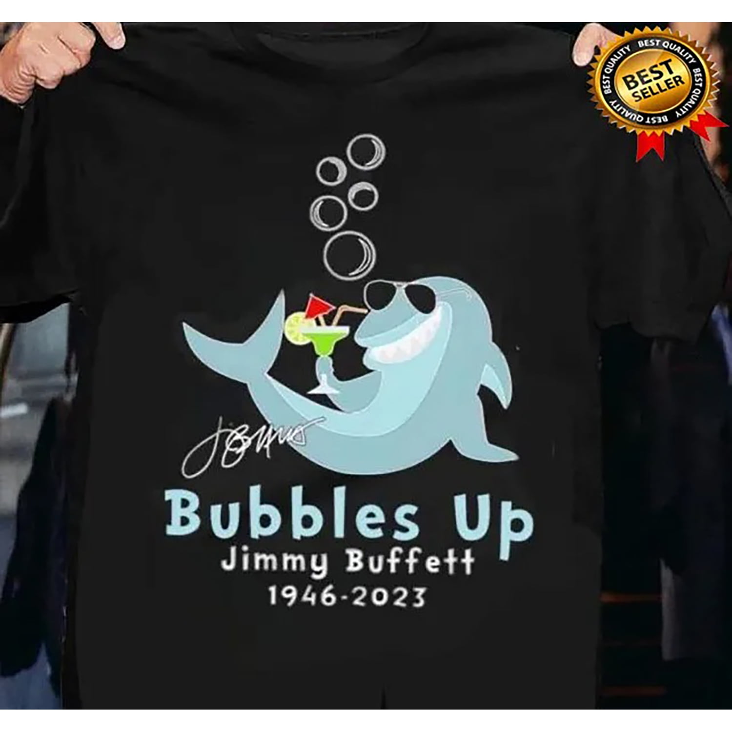 Jimmy Buffett 1946 2023 Bubbles Up Thank You Memories Black T-Shirt - Walmart.com
