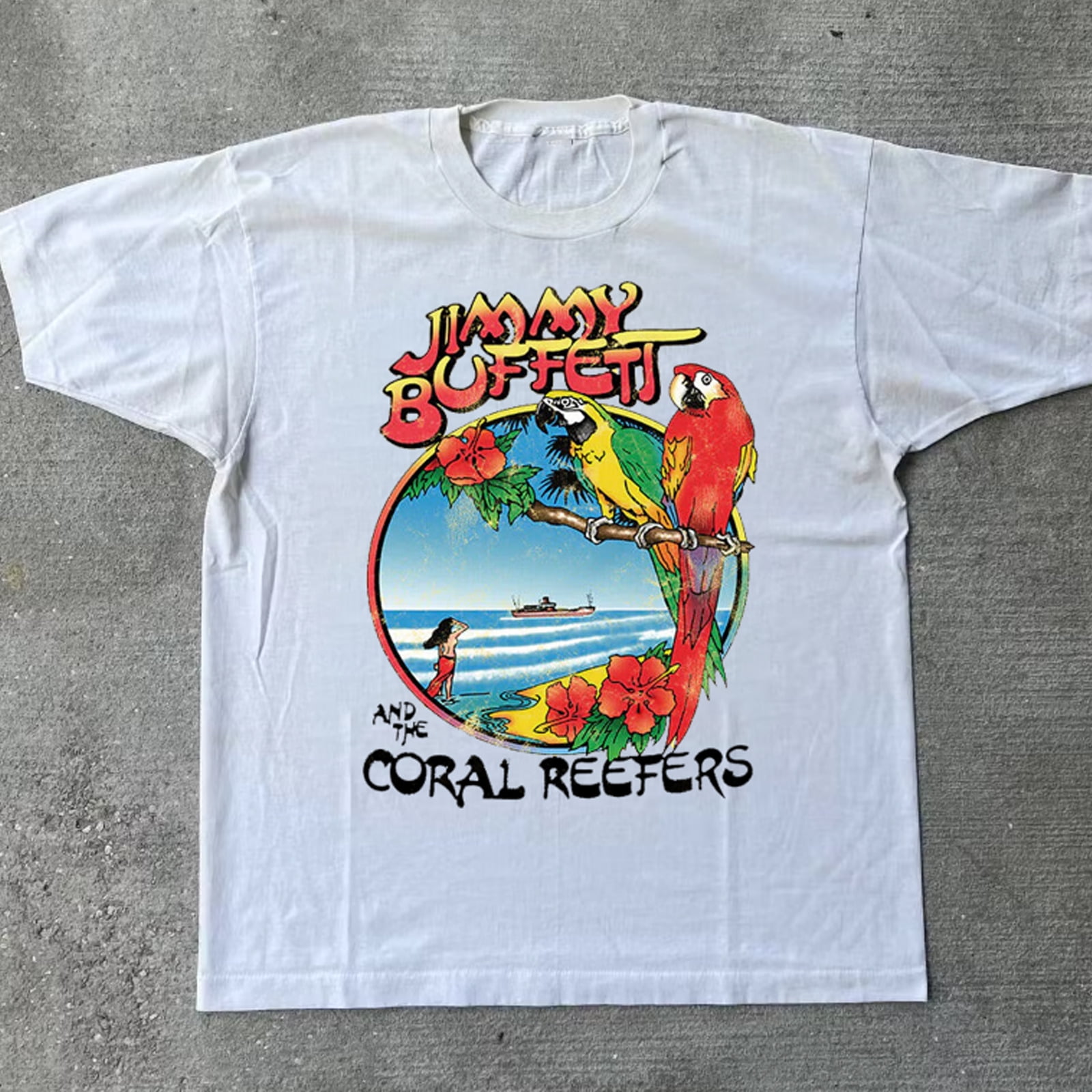 Jimmy Buffett And The Coral Reefers white T-shirt Cotton All Size S-5XL ...
