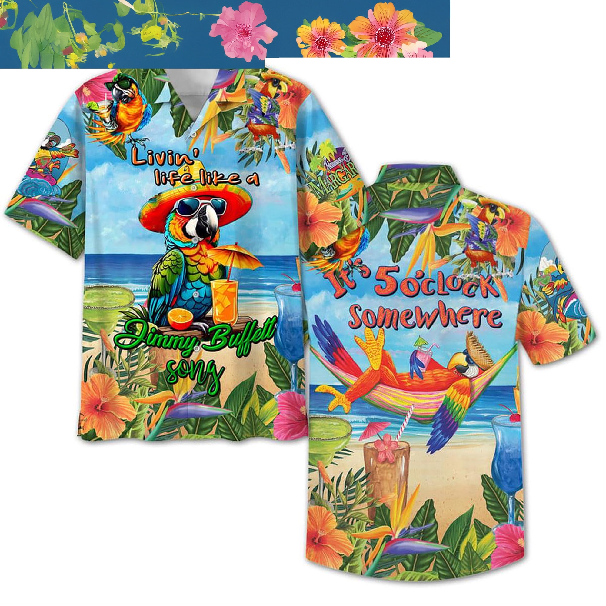 Jimmy Buffett Its 5 OClock Somewhere Hawaiian Shirts - Walmart.com