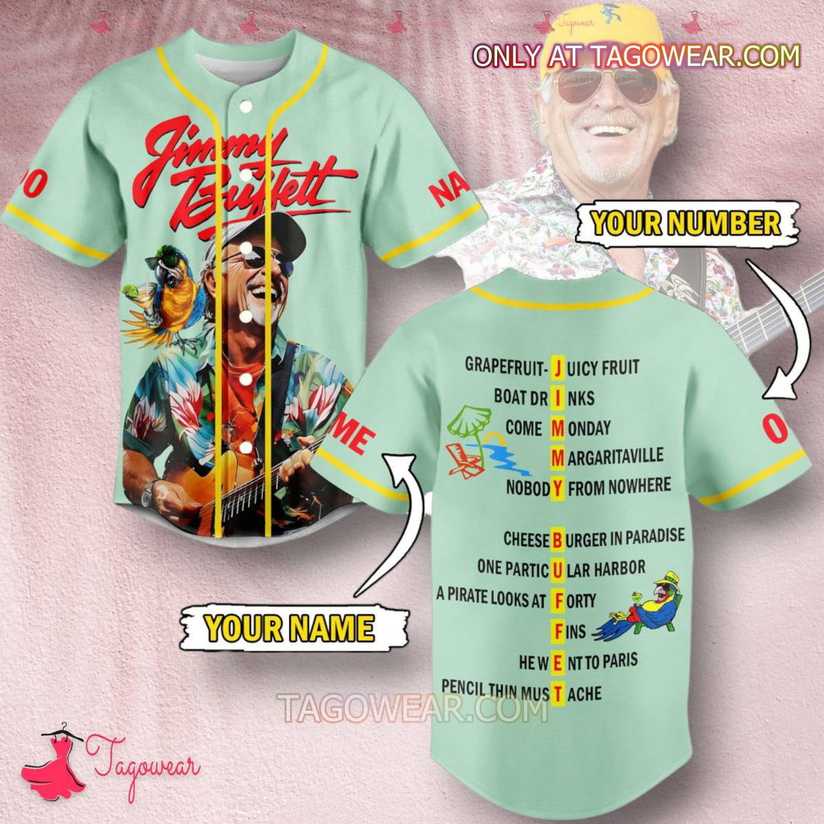 Jimmy Buffett Songs List Personalized HFN Adult And Kid Baseball Jersey ...