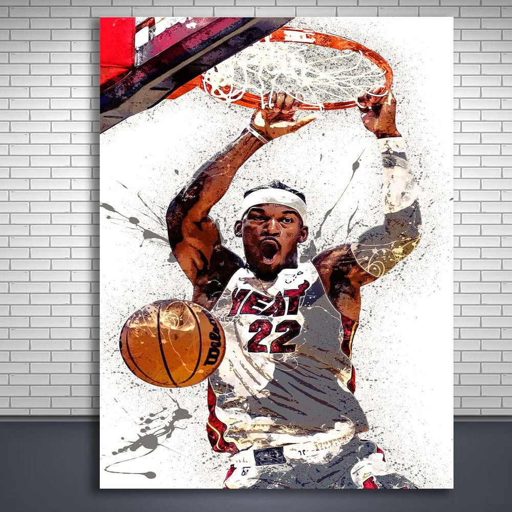 Jimmy Butler Dunk Poster, Miami basketball team, sport poster, Man Cave ...