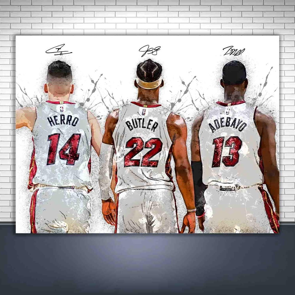Jimmy Butler, Tyler Herro, Bam Adebayo, Miami basketball team, Premium Poster or sport poster ...
