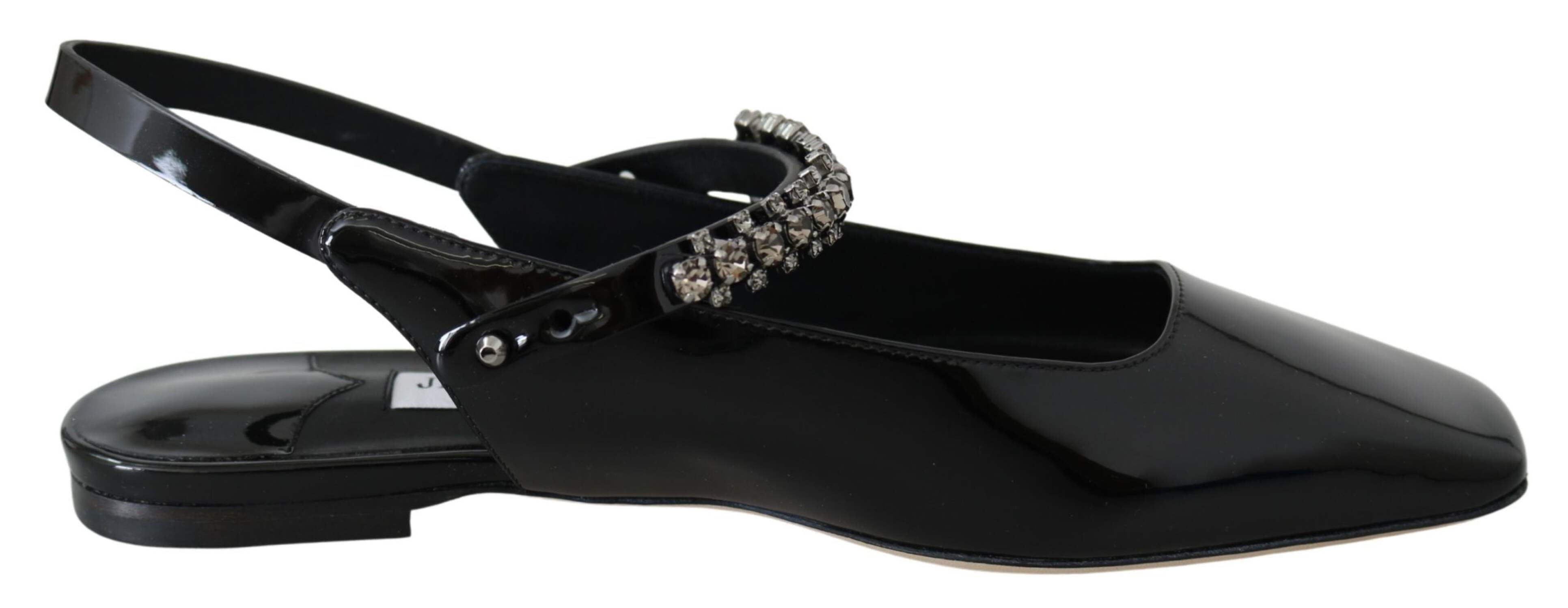 Jimmy Choo Elegant Black Patent Flats with Crystal Accent - Walmart.com