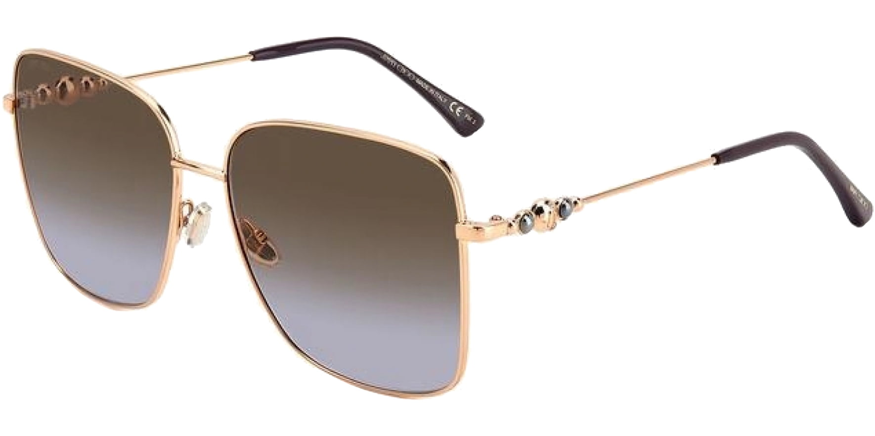 Jimmy Choo Hester Women's Gold-Tone/Plum Square Sunglasses with Brown ...