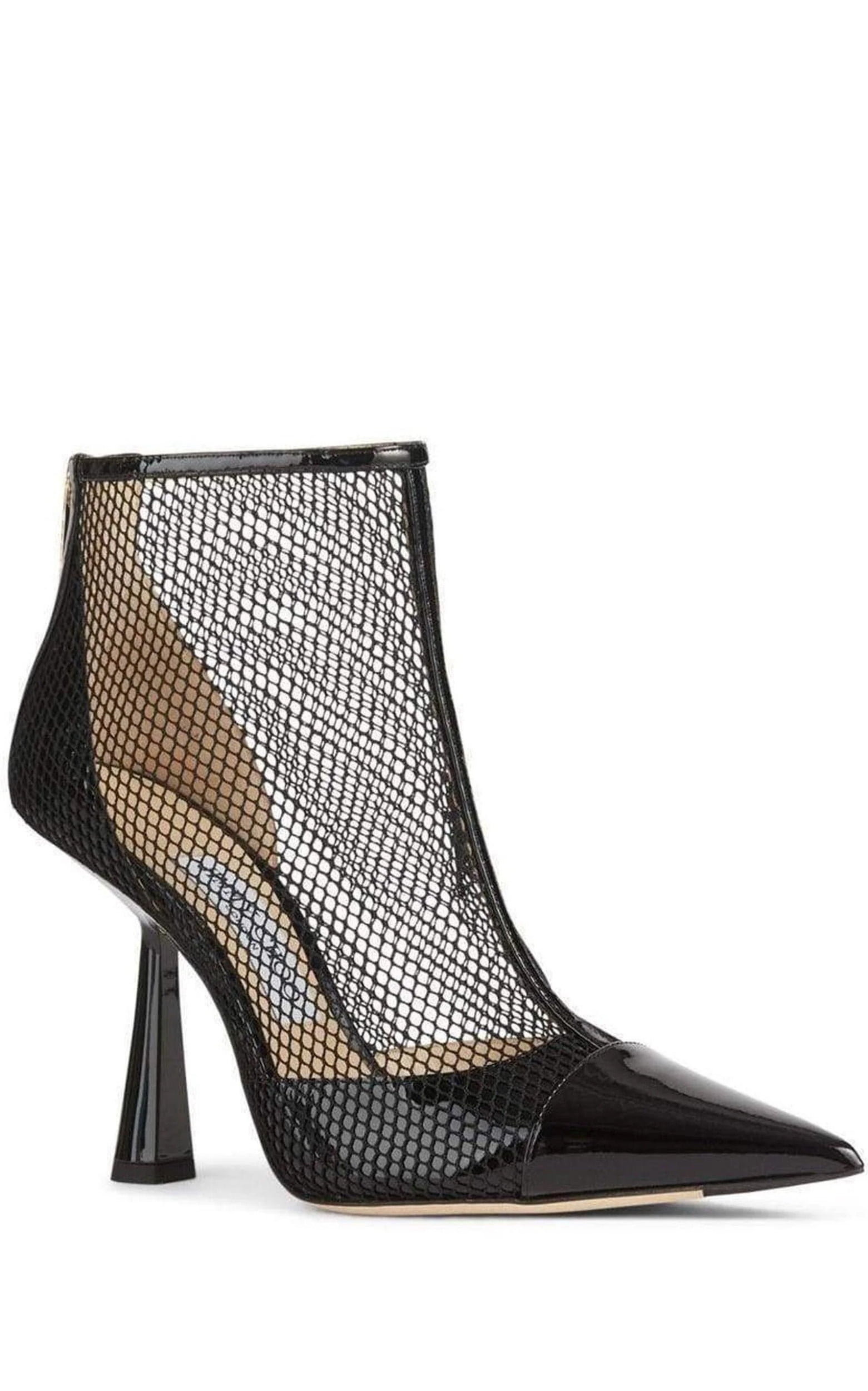 Jimmy Choo Kix 100 Fishnet and Patent-Leather Ankle Boots - Runway ...