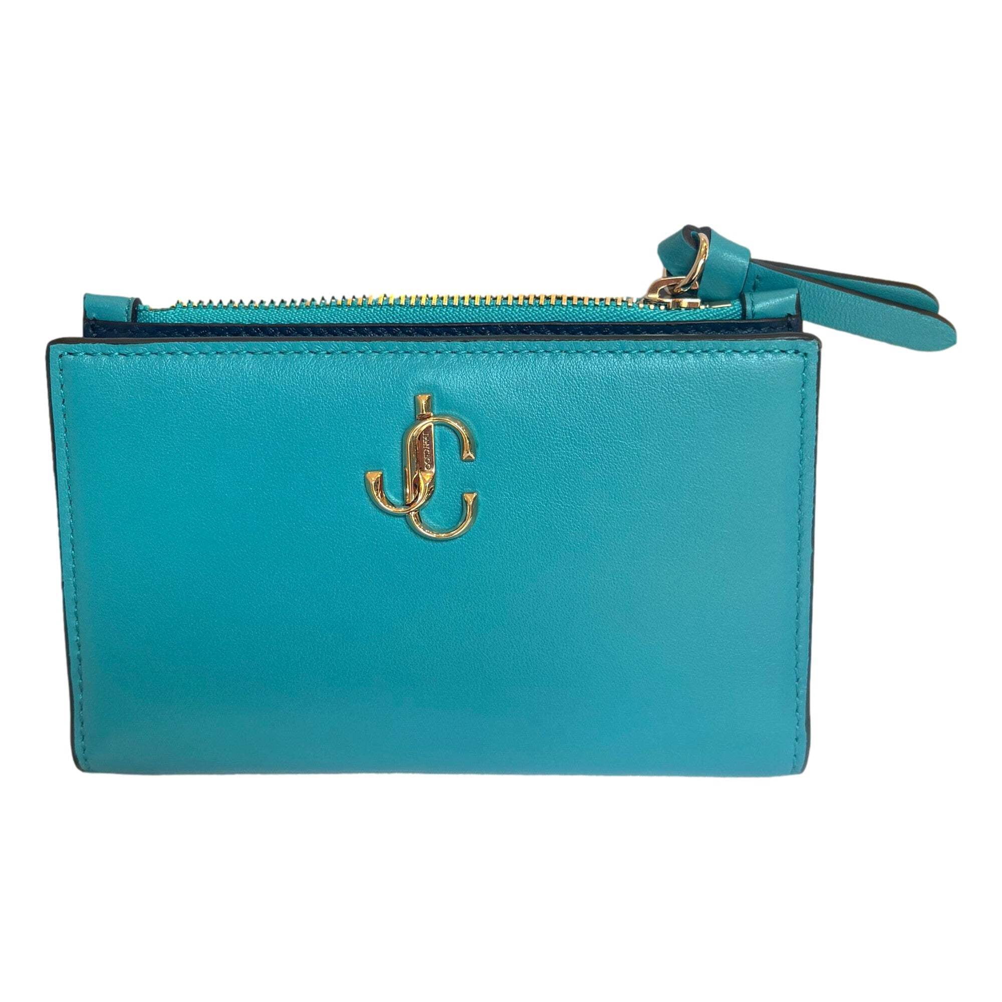 Jimmy Choo Litzy Malibu Teal Navy Leather Small Zip Wallet - Walmart.com