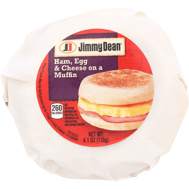 Jimmy Dean Breakfast Premade Frozen Ham, Egg, Cheese Muffin Sandwich, 4 ...