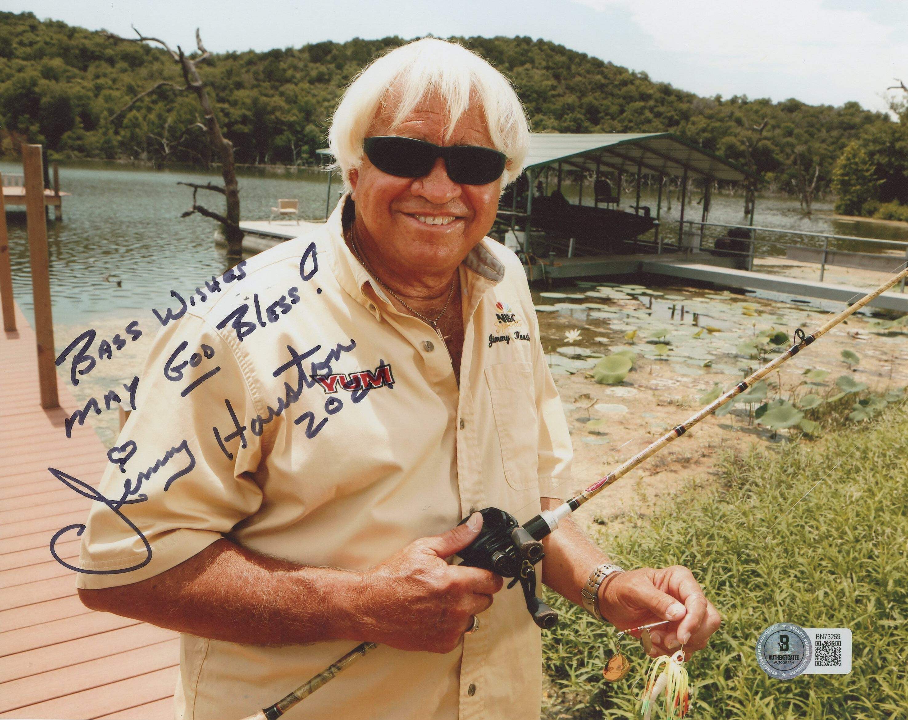 Jimmy Houston "Bass Wishes May God Bless 2024" Signed 8x10 Photo BAS # ...