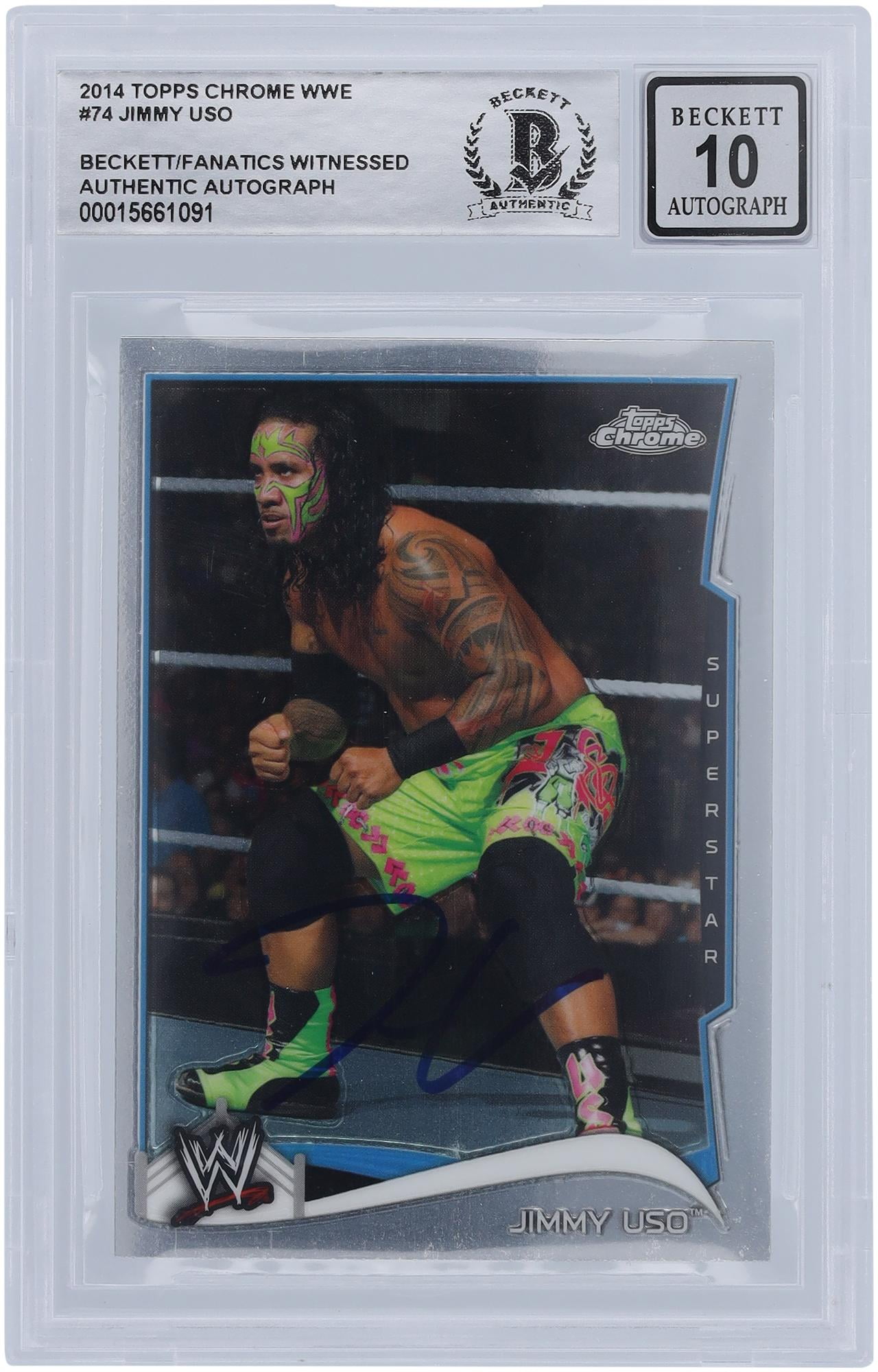 Jimmy Uso WWE Autographed 2014 Topps Chrome #74 Beckett Fanatics ...