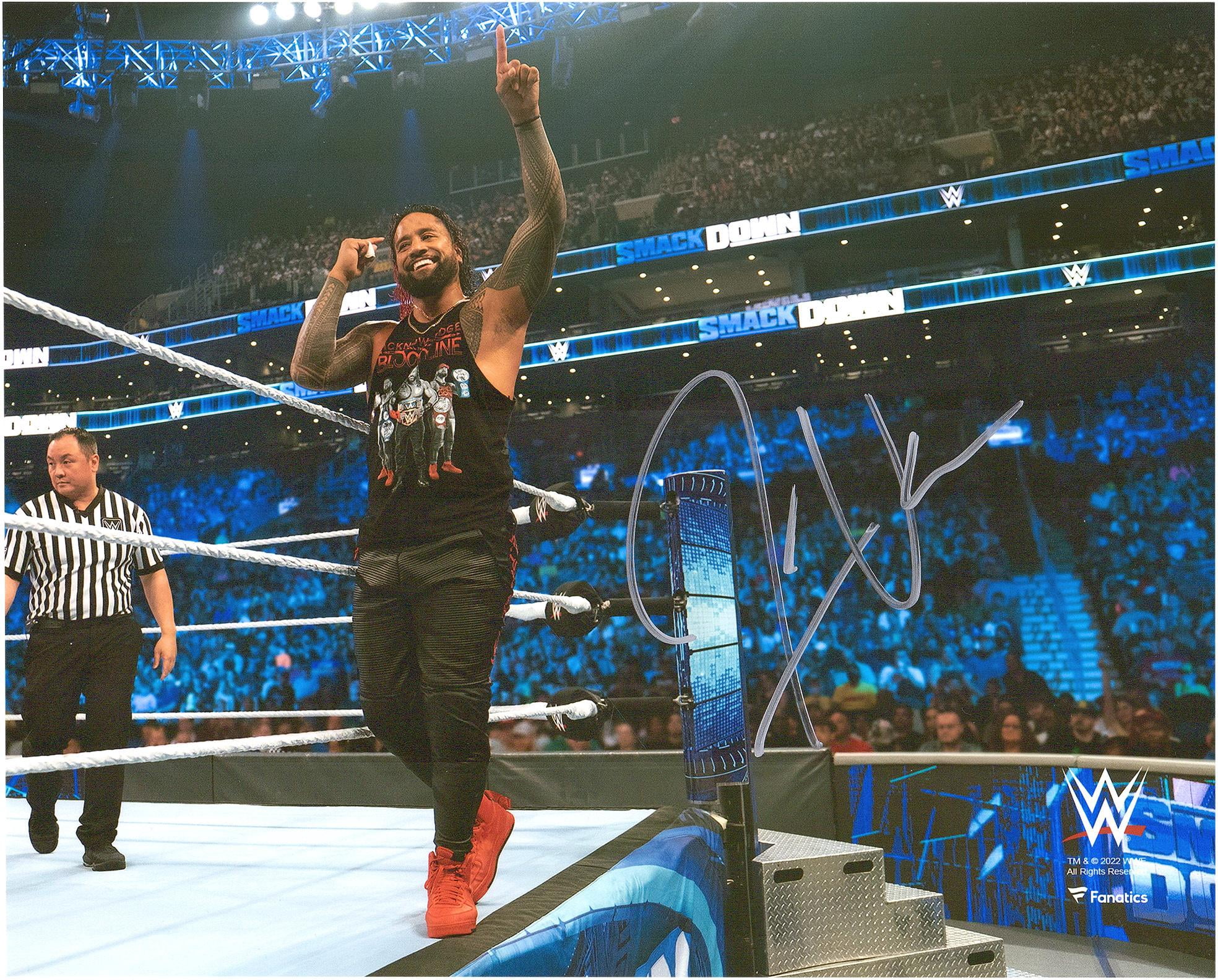 Jimmy Uso WWE Autographed 8" x 10" On Ring Apron 1's Up Photograph ...