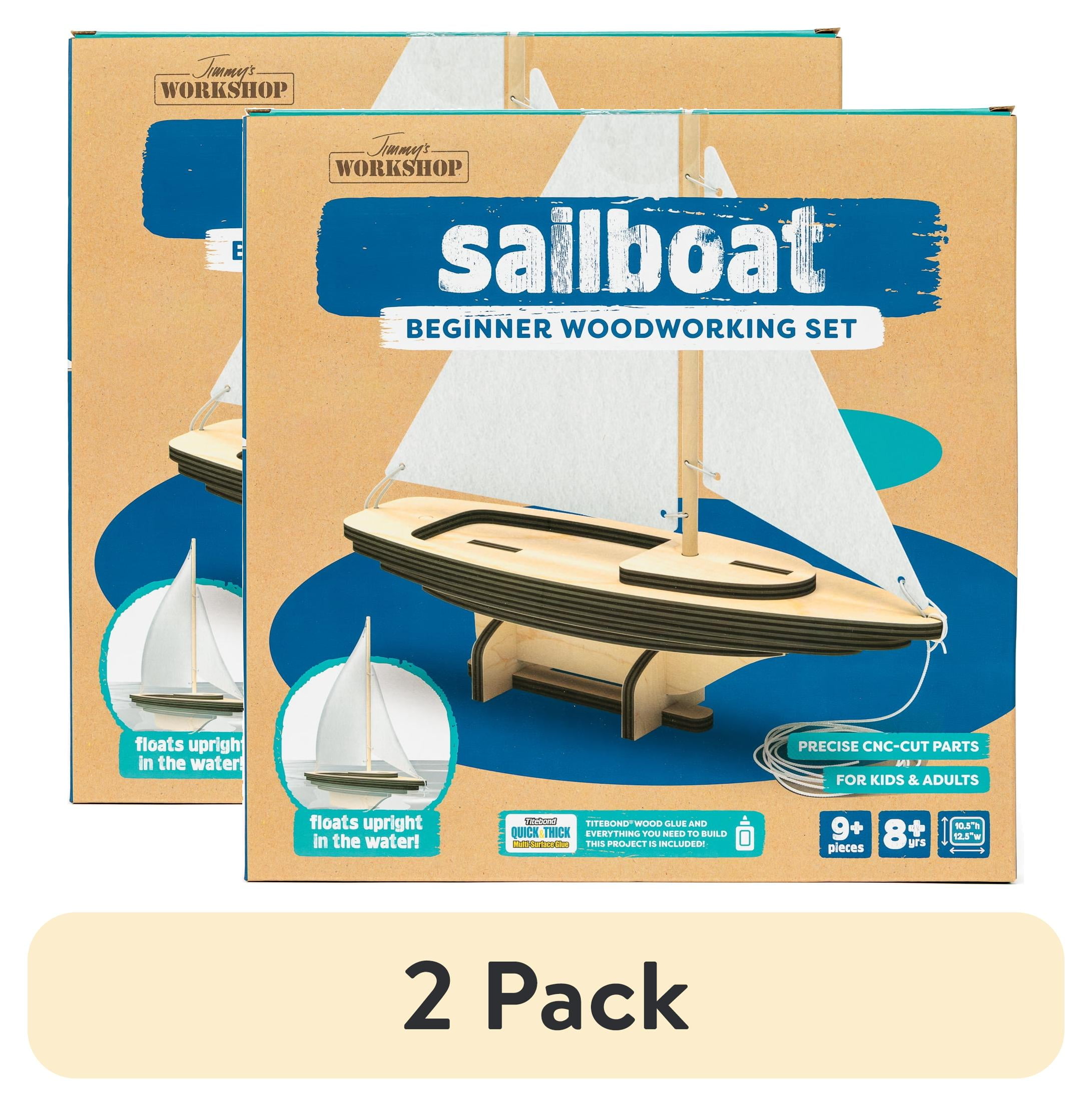 (2 pack) Jimmy's Workshop Kids Craft Wooden Sailboat, DIY Activity Kit ...