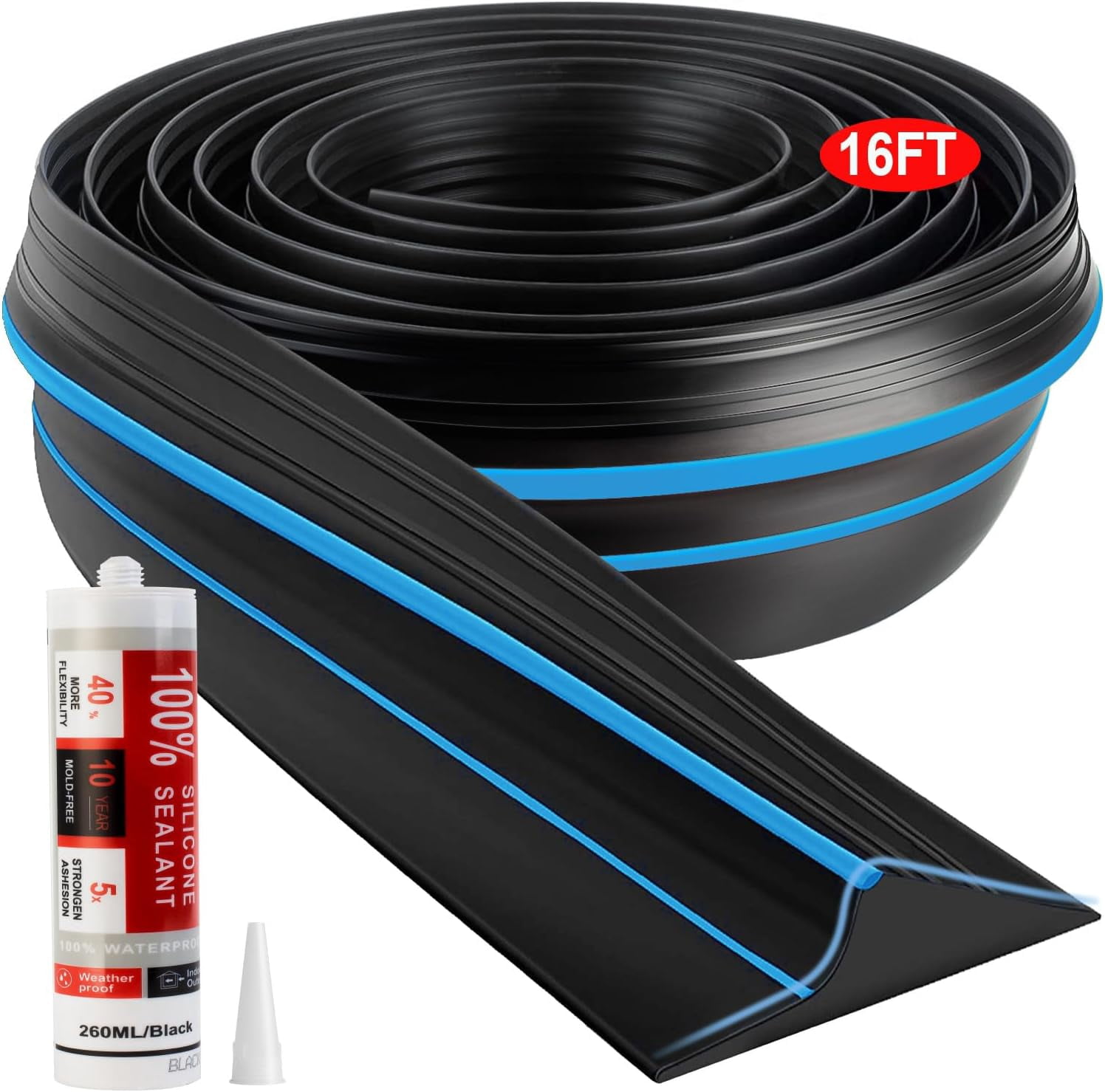 Jin&Bao Universal Garage Door Threshold Seal Strip 16FT Kit, Bottom ...