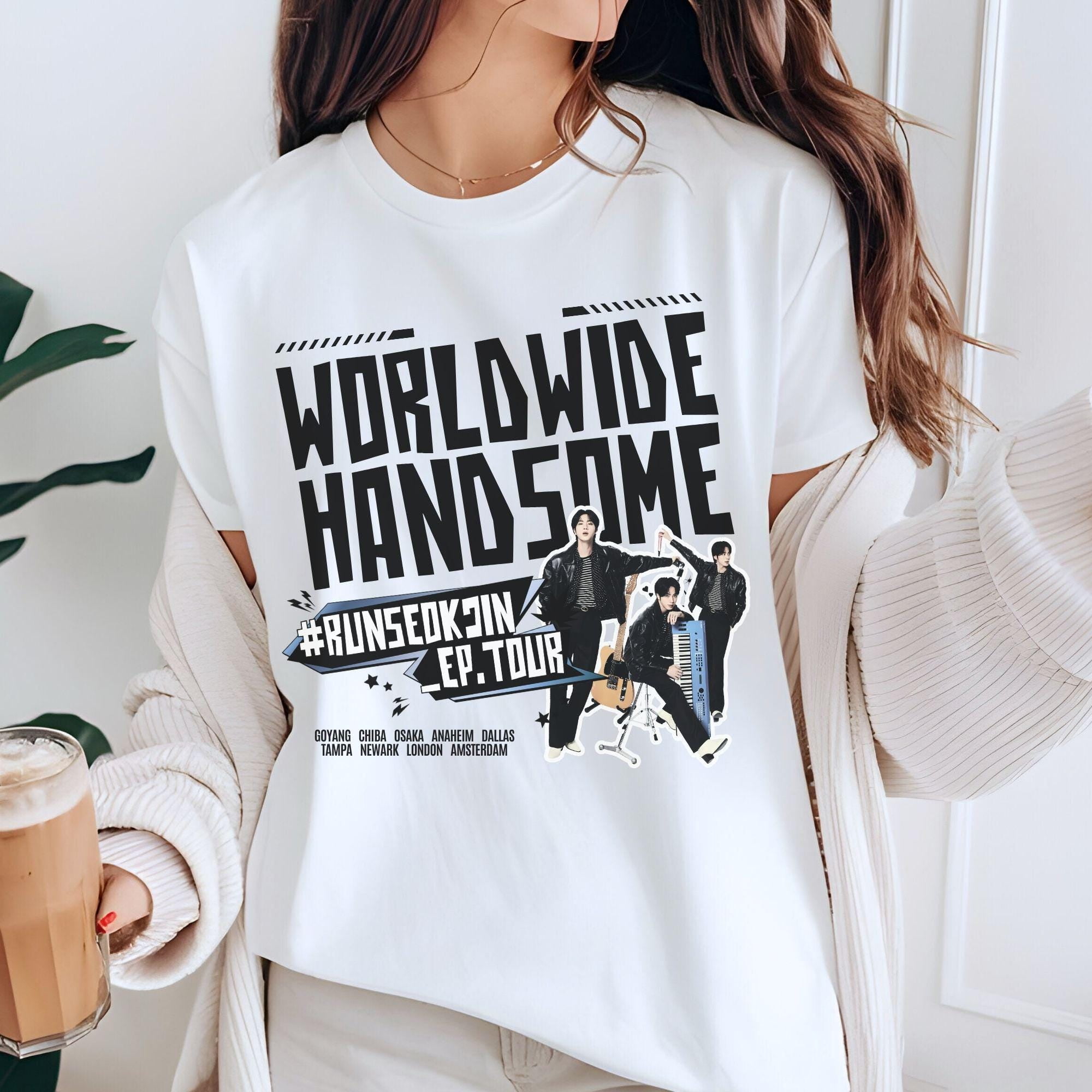 Jin Concert T-Shirt 2025, Worldwide Handsome Tour Shirt, BTS Jin Tour ...