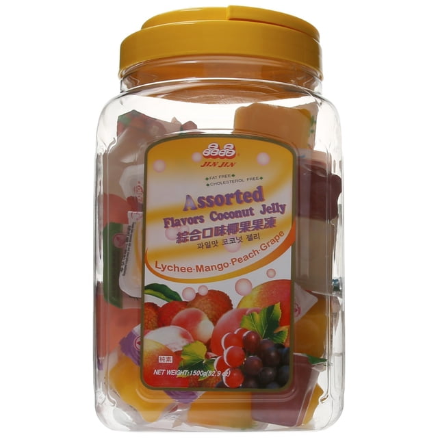 Jin Jin Assorted Fruit Coconut Candy Lychee Mango Peach and Grape Jelly ...