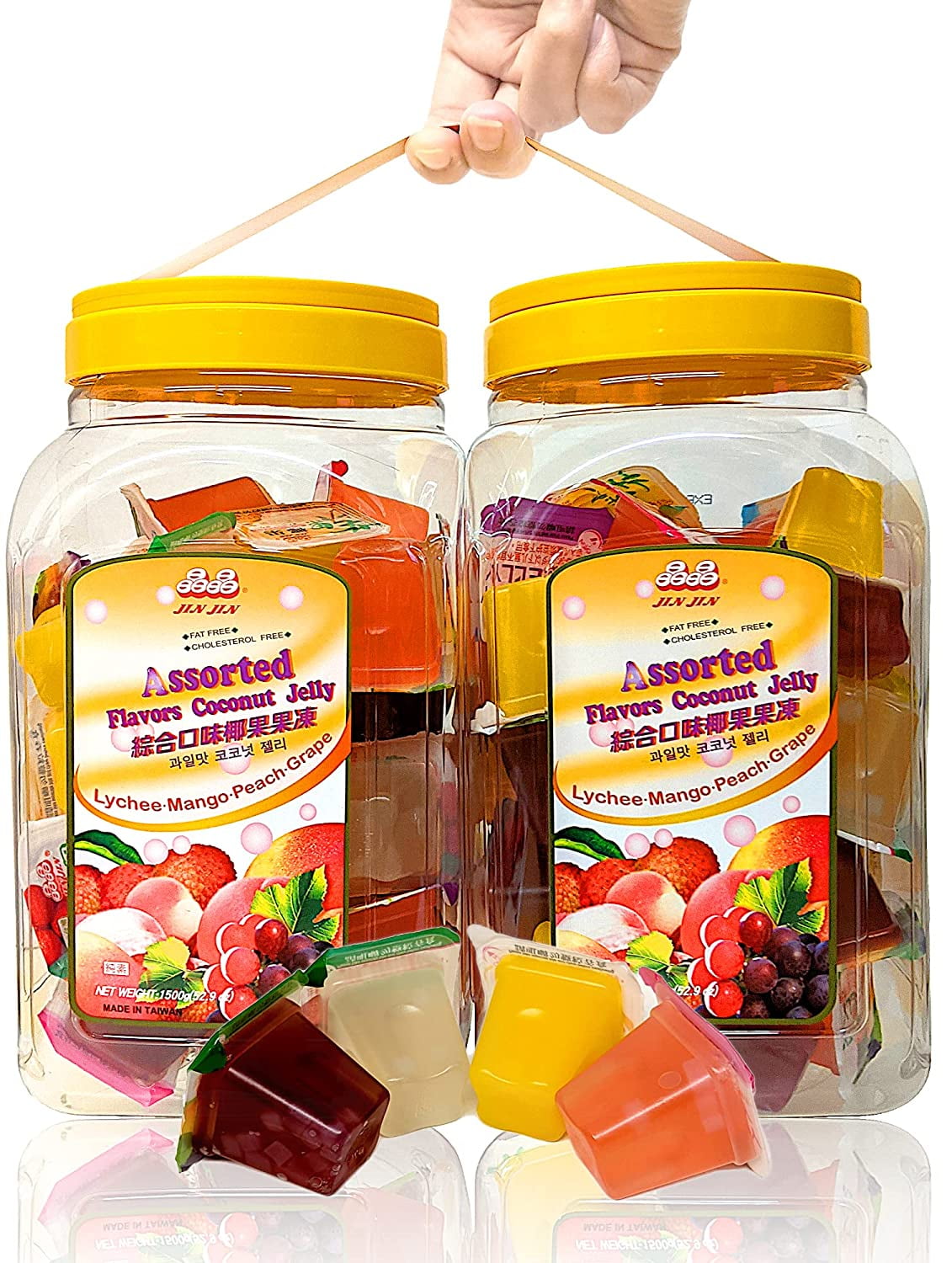 Jin Jin Assorted Fruit Lychee Mango Peach Grape Jelly Cups 52.9 oz ...