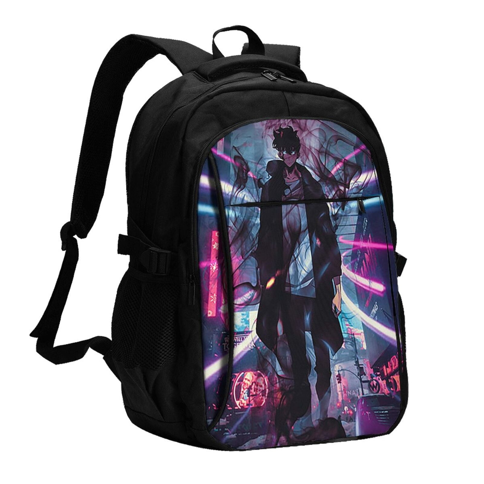Jin Woo Solo Leveling Laptop Backpack with USB Charging Port Shoulders ...